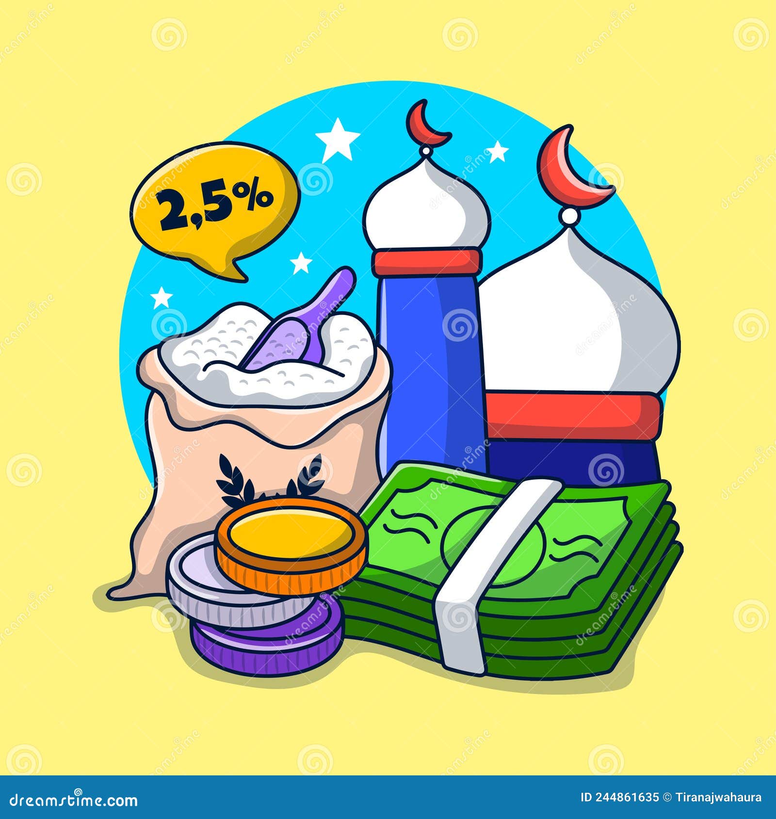 Muslim Zakat Colored Cartoon Illustration Stock Vector - Illustration ...