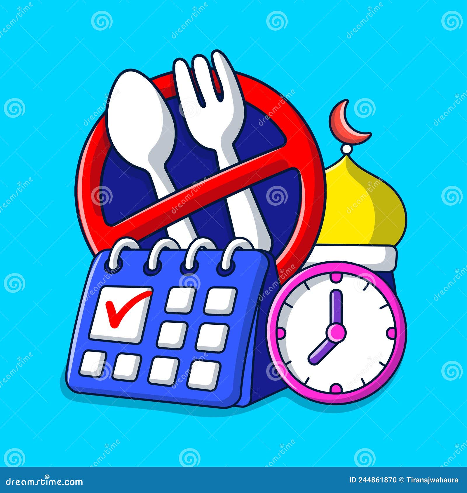 Fasting Ramadan Hand Drawn Cartoon Illustration Stock Vector ...