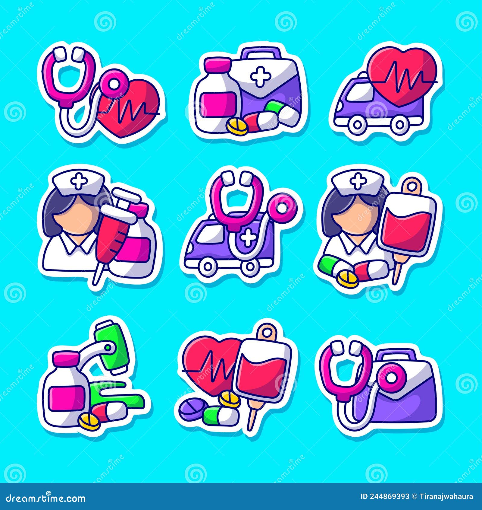 Medical Healthcare Sticker Collections Stock Vector - Illustration of ...
