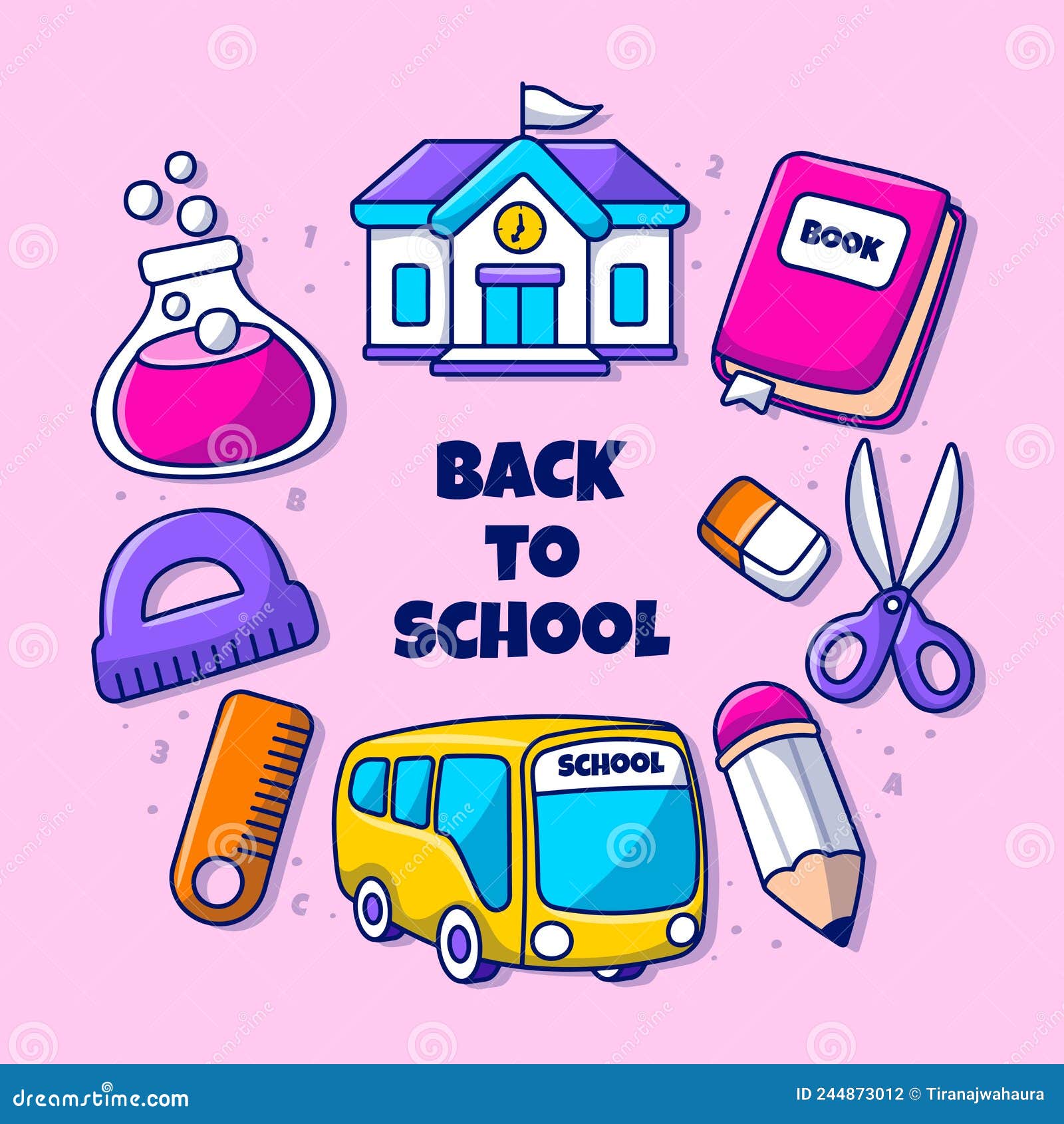 Hand Drawn of Educational Element Stock Vector - Illustration of school ...