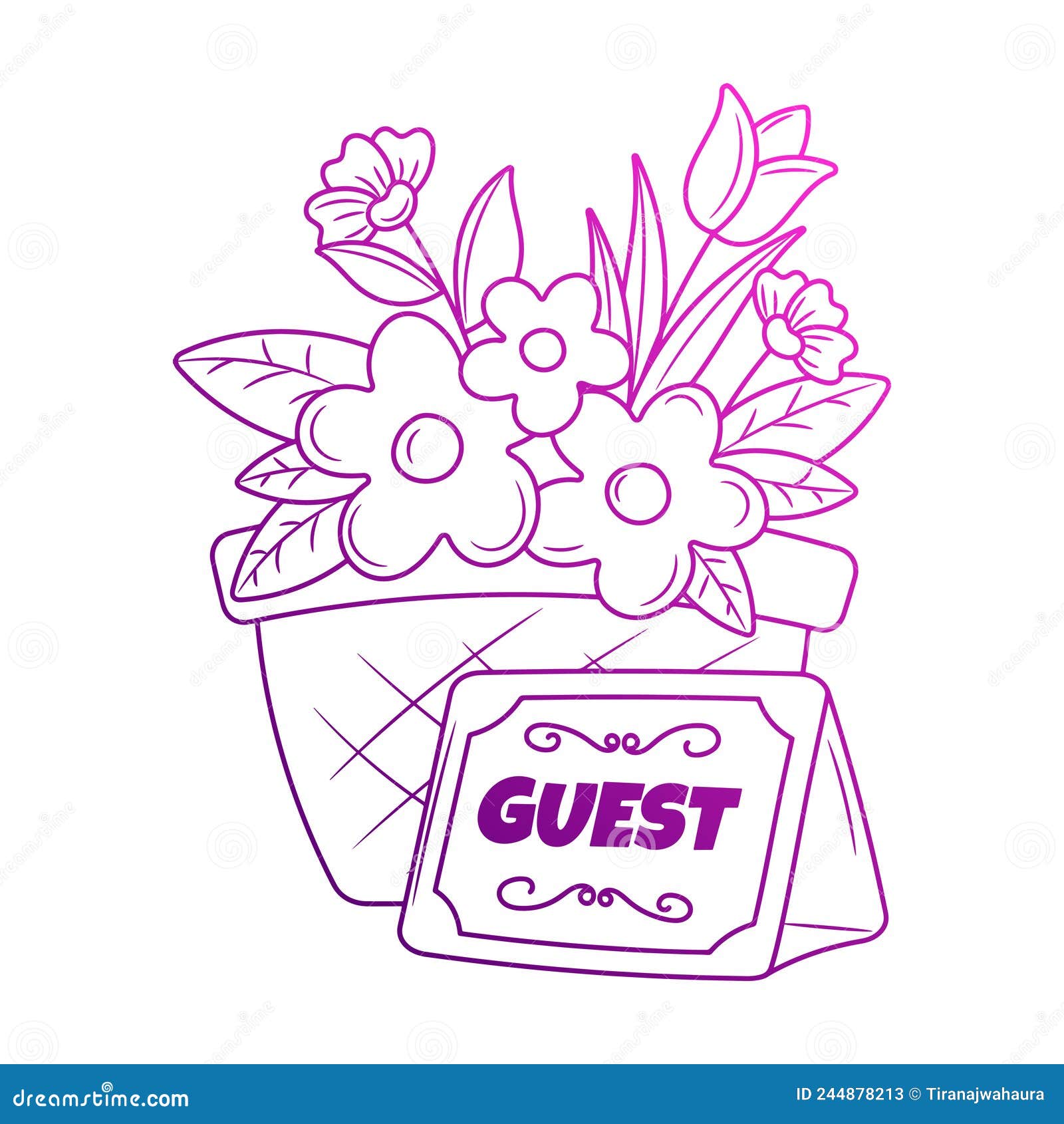 Wedding Guest with Wreath of Flower Illustration Stock Vector ...