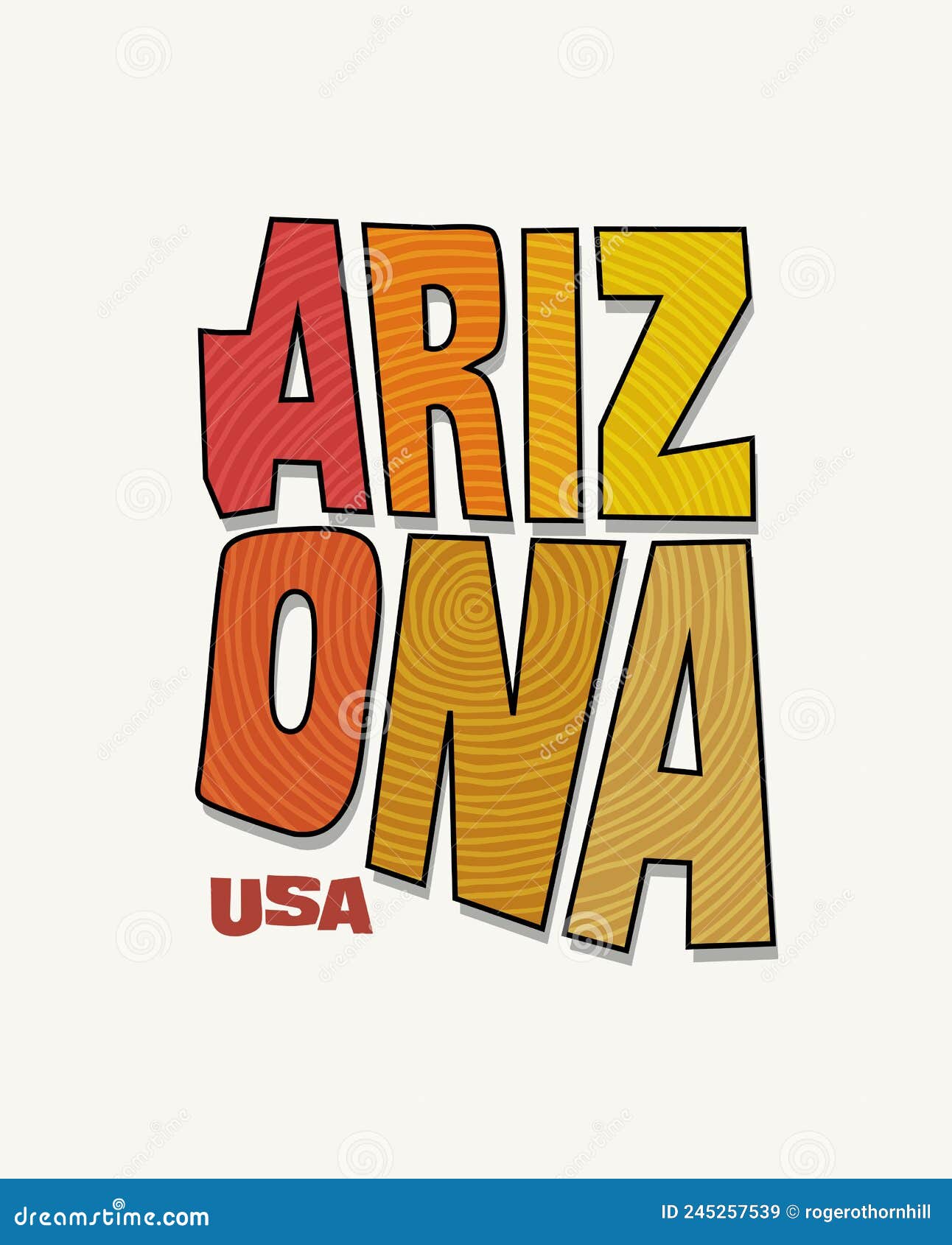 State of Arizona with the Name Distorted into State Shape. Pop Art ...