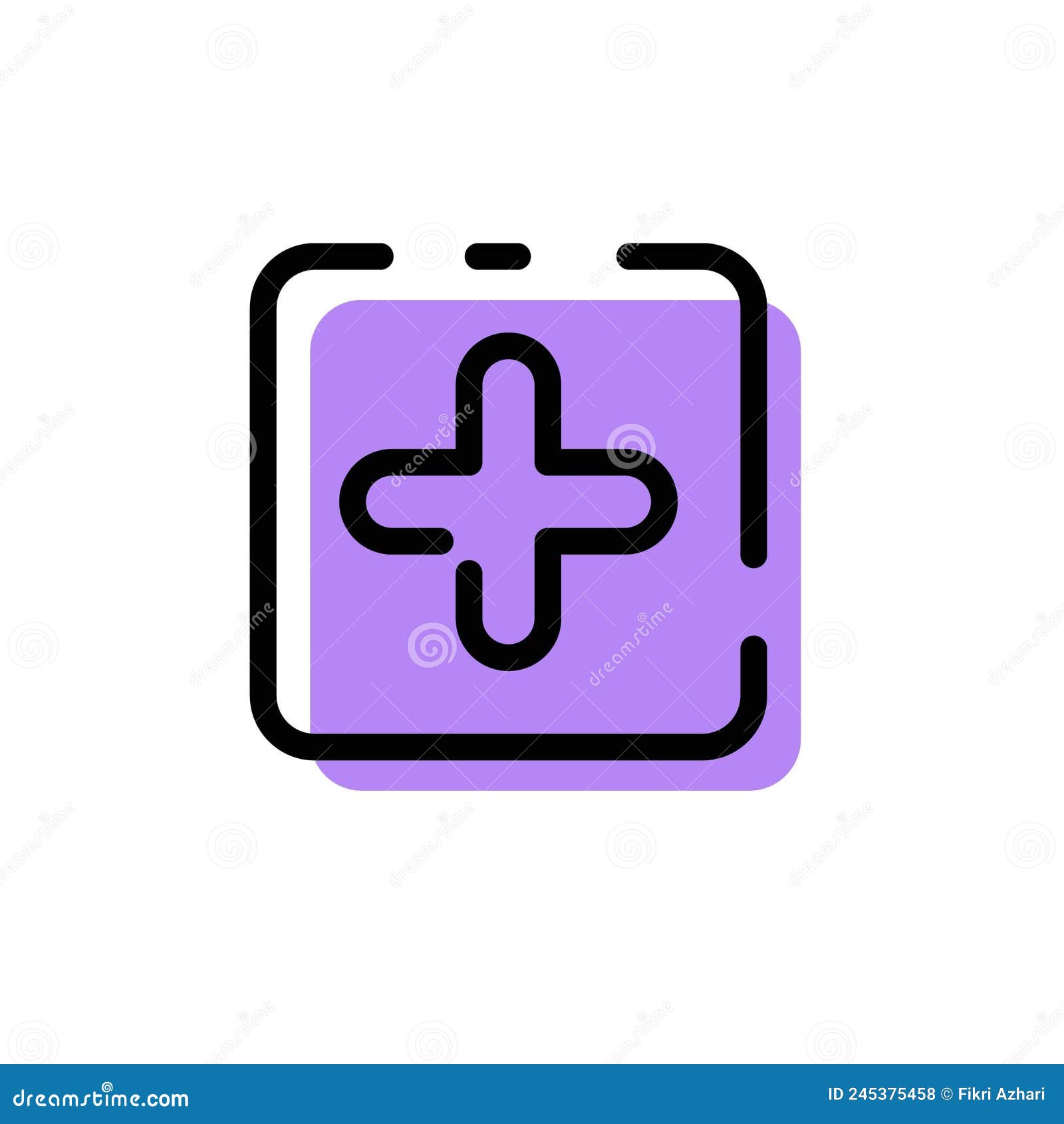 Cute Purple Plus Add Icon Flat Design for App Stock Vector ...