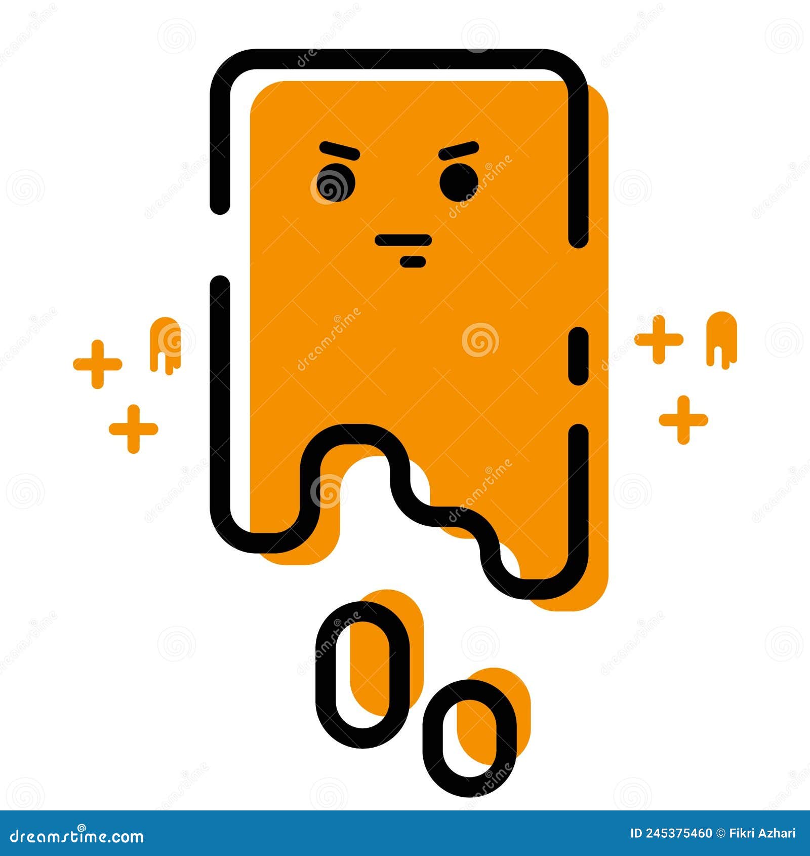 Cute Square Orange Meteor Asteroid Going Up Flat Design Cartoon Stock ...