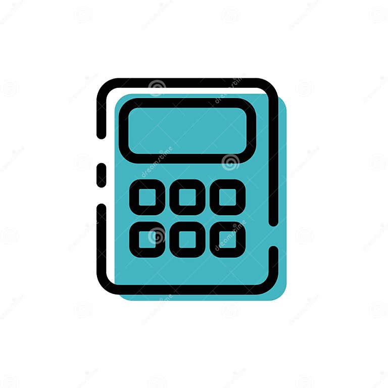 Cute Turquoise Calculator Icon Flat Design Vector Stock Vector ...