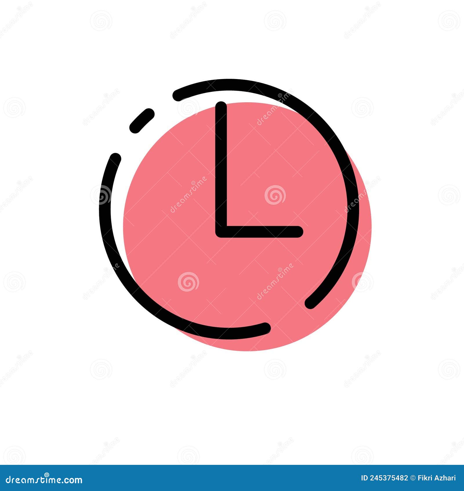 Cute Red Clock for Time Icon Cartoonist Flat Design Stock Vector ...