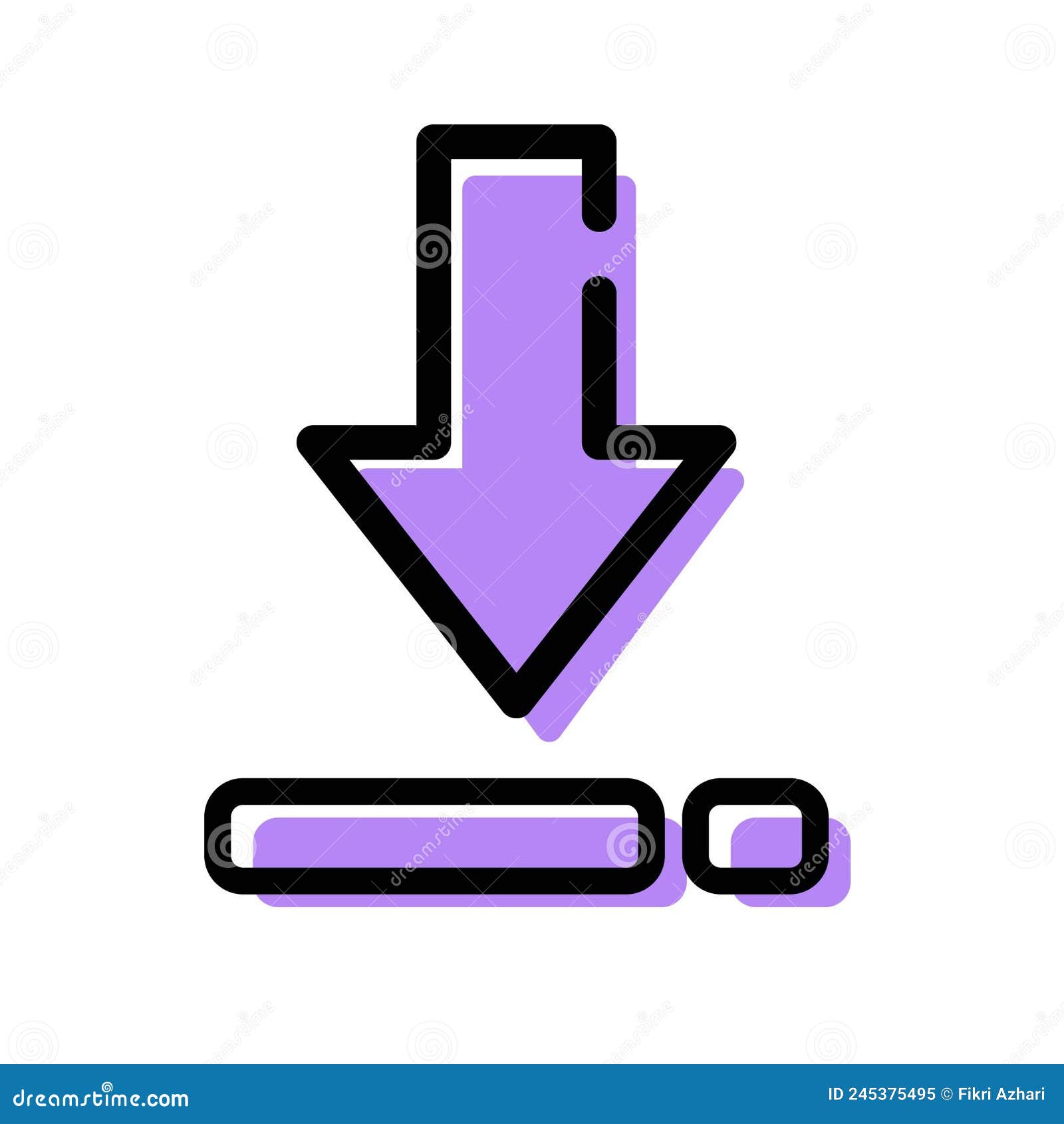 Cute Purple Download Icon Flat Design Stock Vector - Illustration of ...