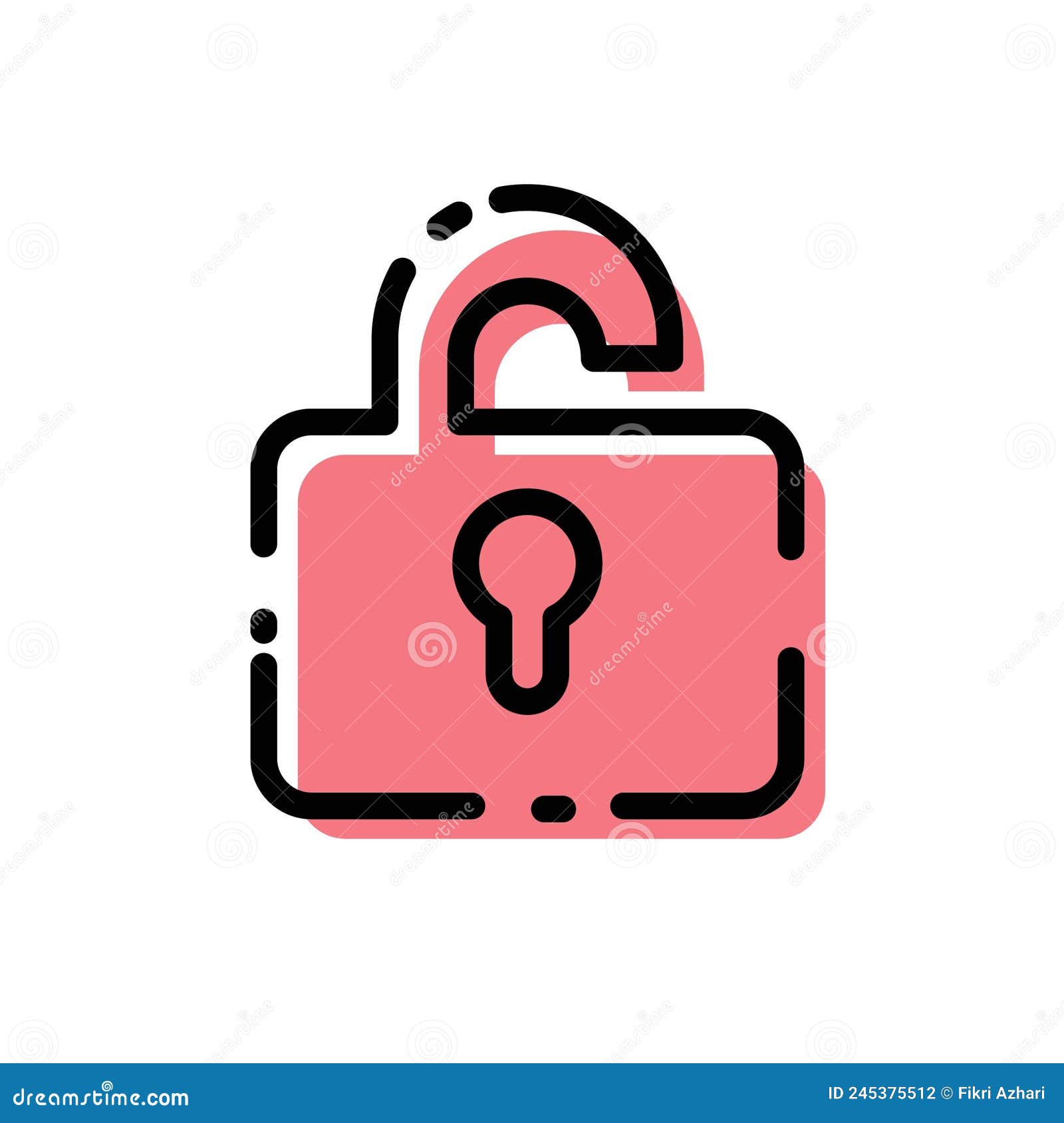 Cute Red Lock Icon Cartoonist Flat Design Stock Vector - Illustration ...