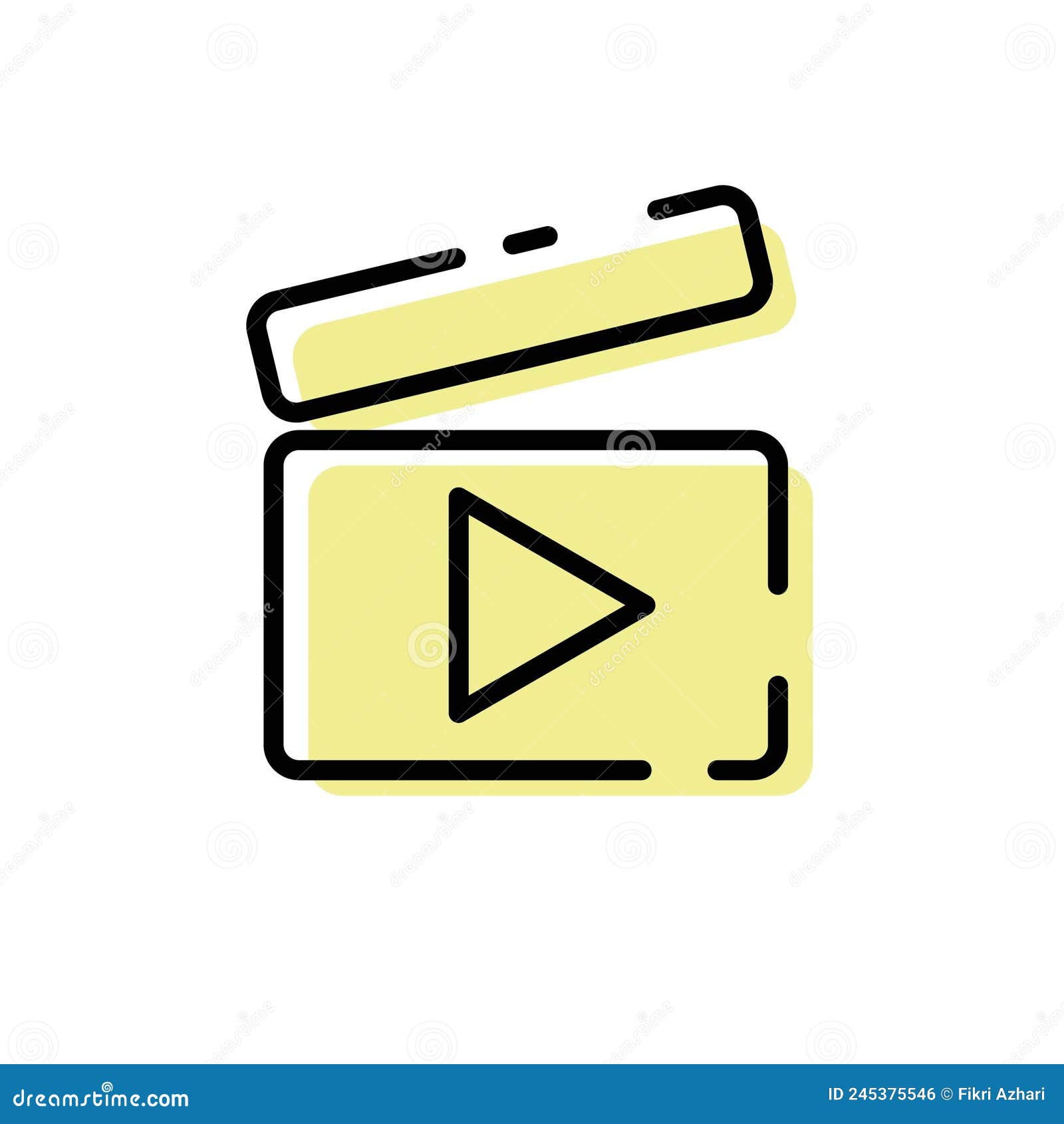 Cute Yellow Video Player Icon Flat Design Stock Vector - Illustration ...