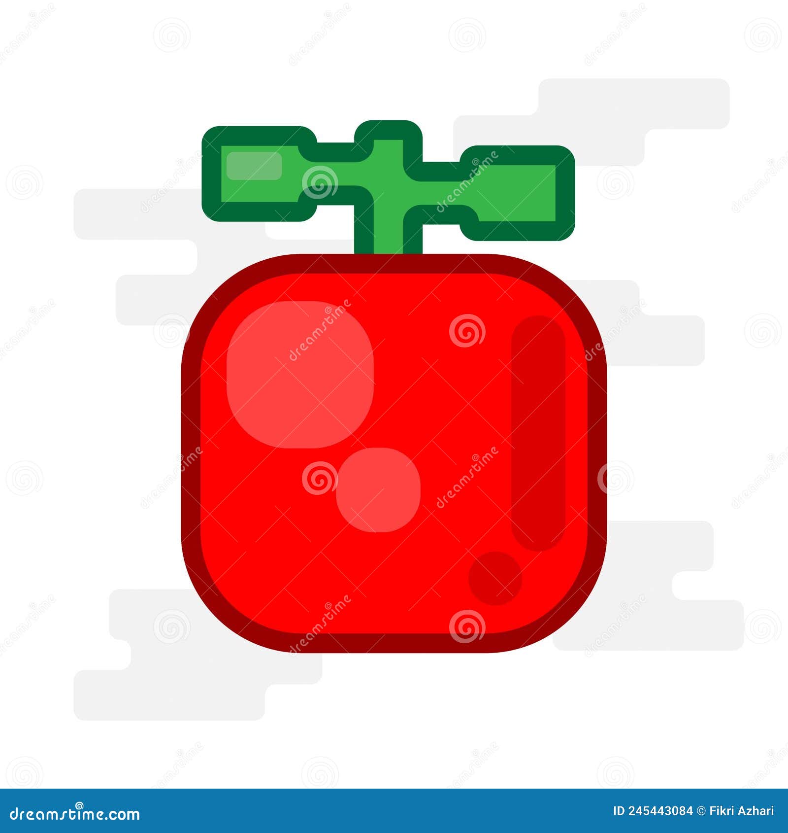 Cute Square Fresh Shining Apple Flat Design Cartoon Stock Vector ...