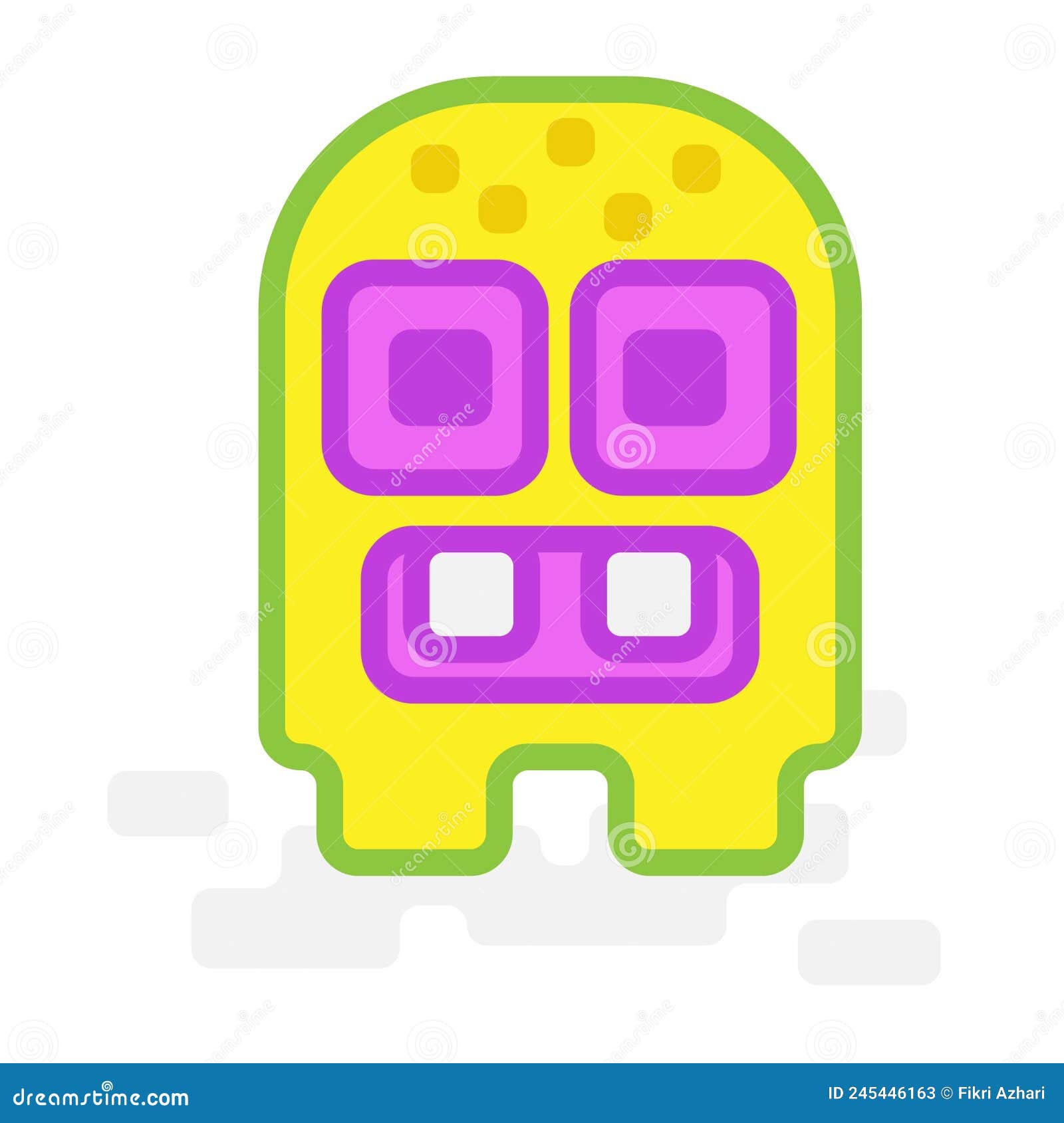 Cute Square Halloween Yellow Bald Alien Monster Flat Design Stock ...