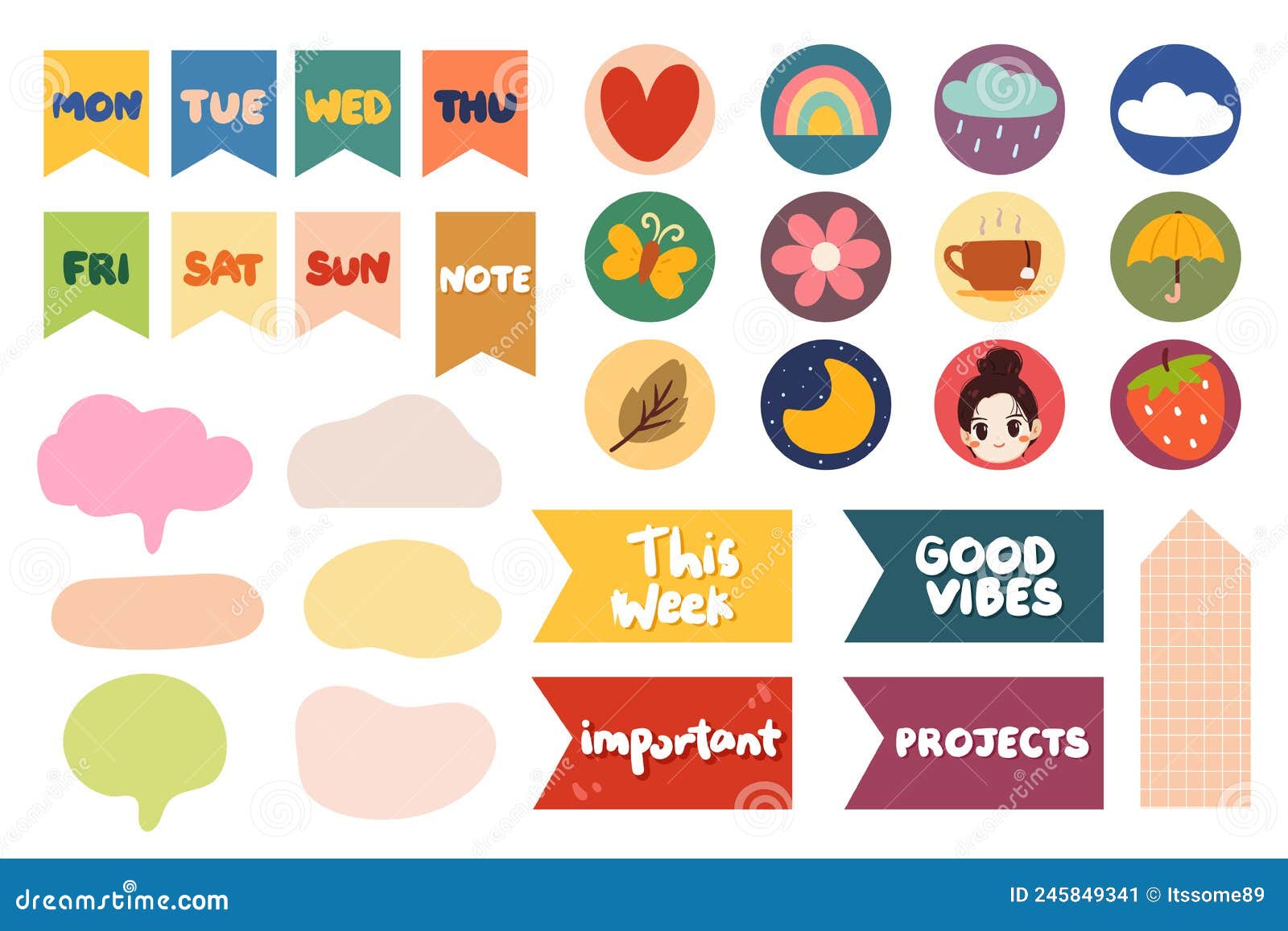 Collection of Weekly and daily Planner Sticker, Notes, To Do List, with ...