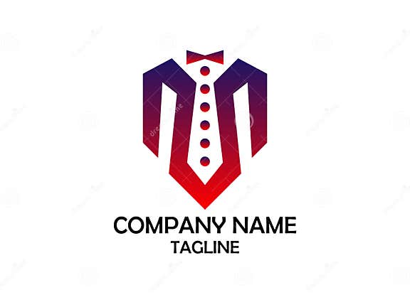 Suit Logo Design Vector with Bow Tie, Gradient Style Stock Vector ...
