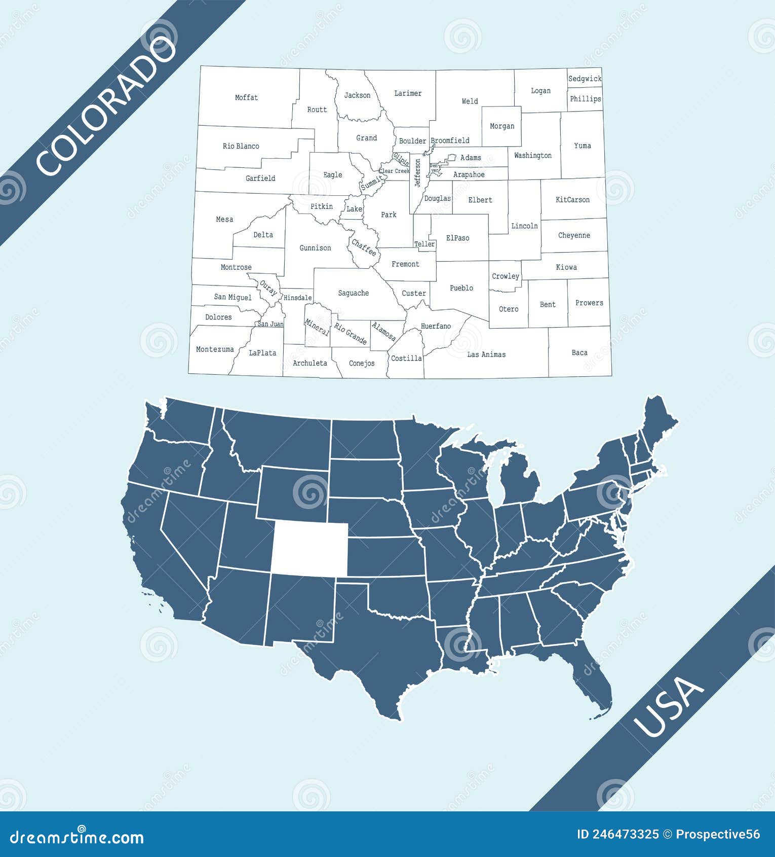 County Map of Colorado Labeled Stock Vector - Illustration of americas ...