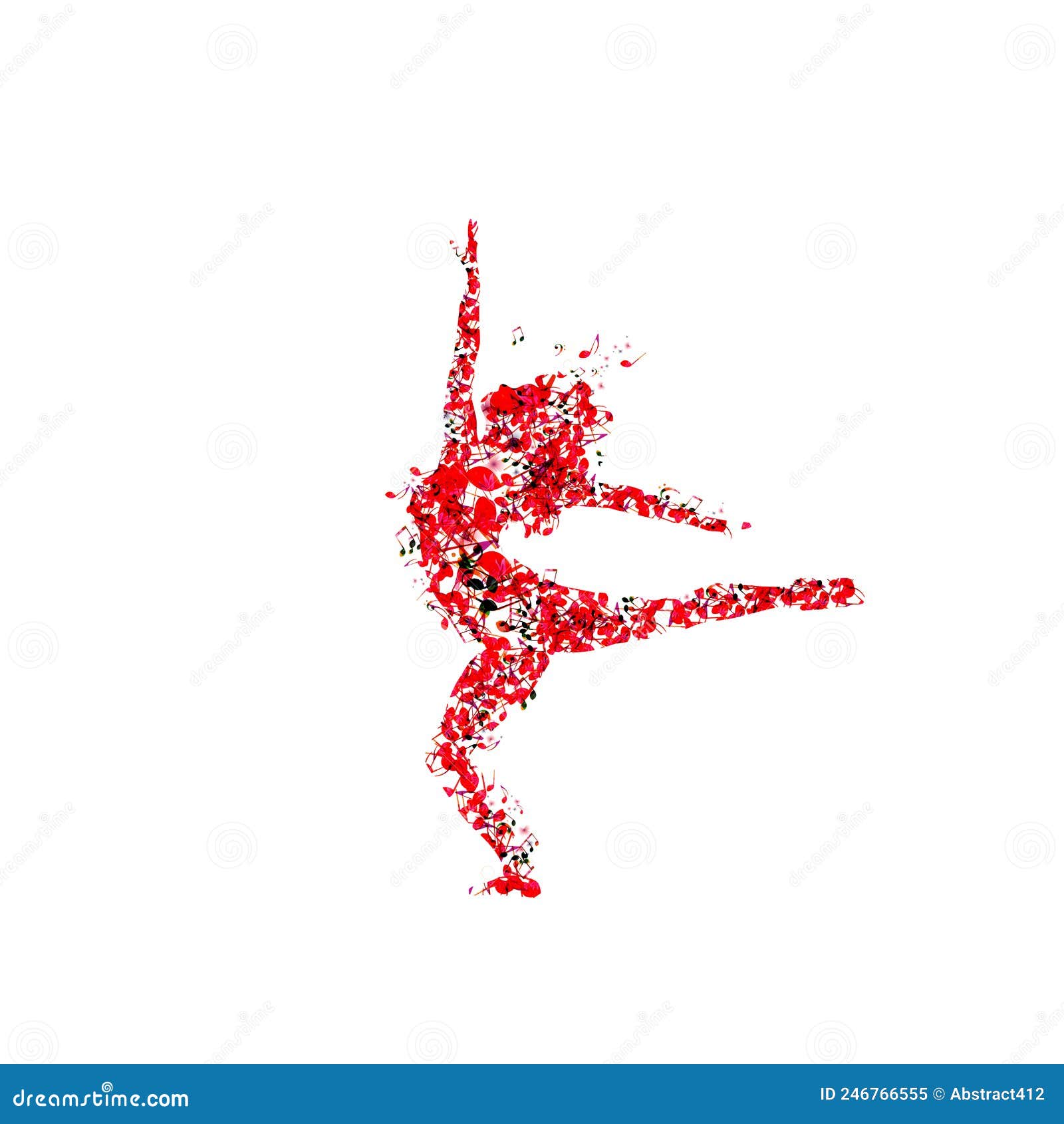 Woman Dancing Made of Musical Notes. Red Musical Notes Dancer Performer ...