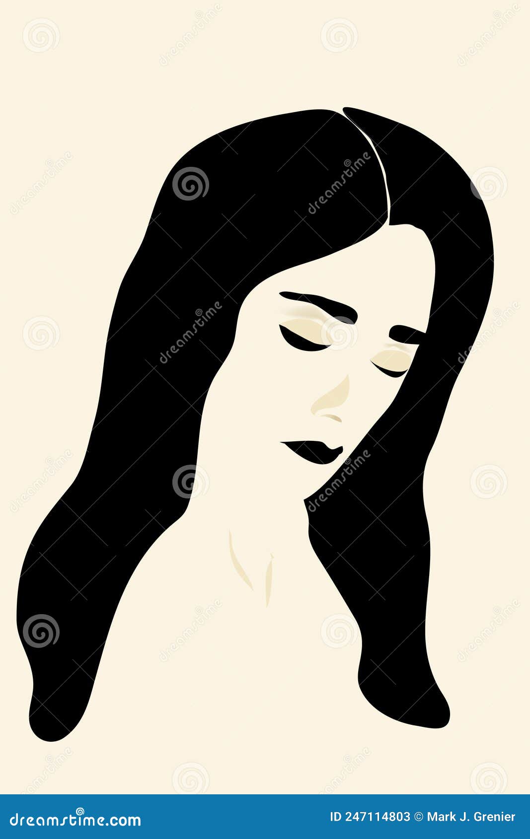 Portrait of Beauty at Rest stock vector. Illustration of style - 247114803