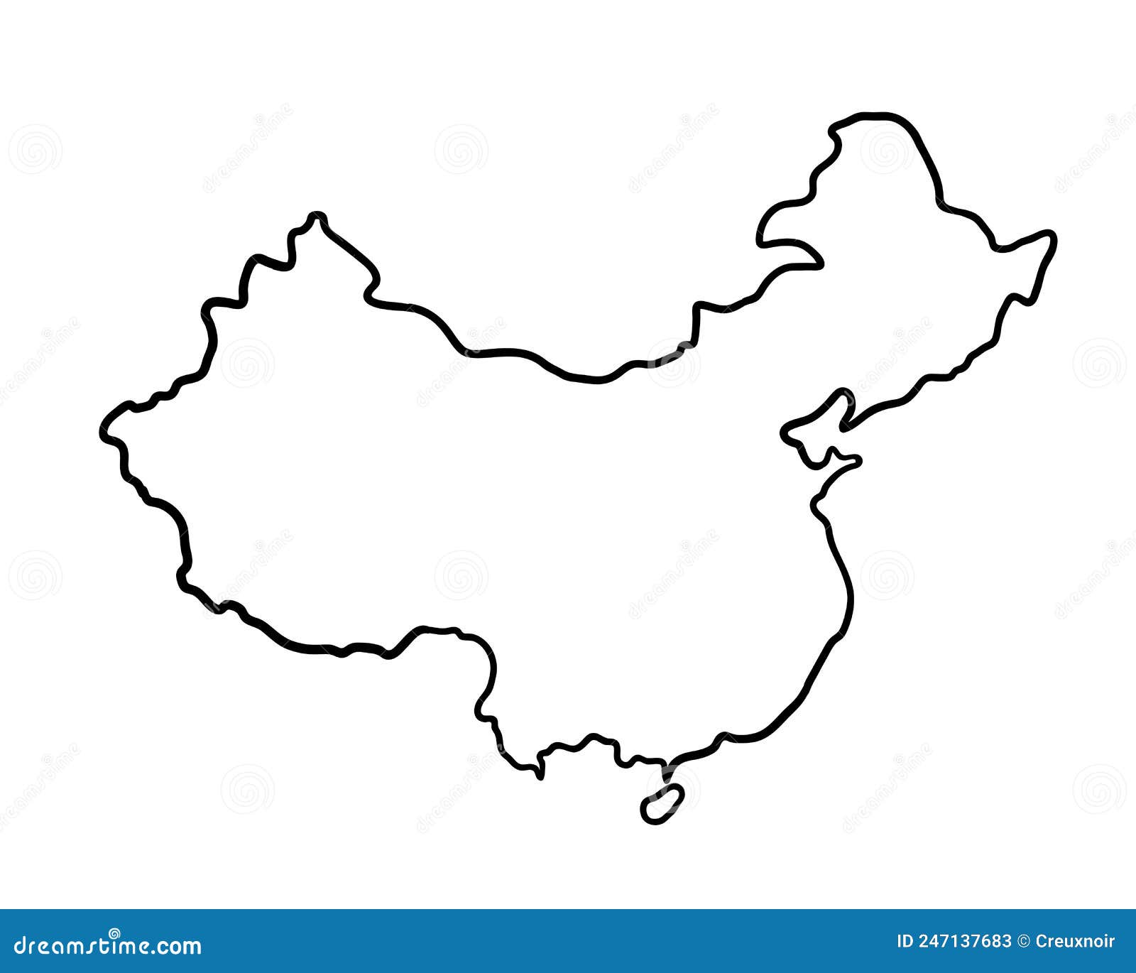 China - Hand-Drawn Map Lllustration Stock Illustration - Illustration ...