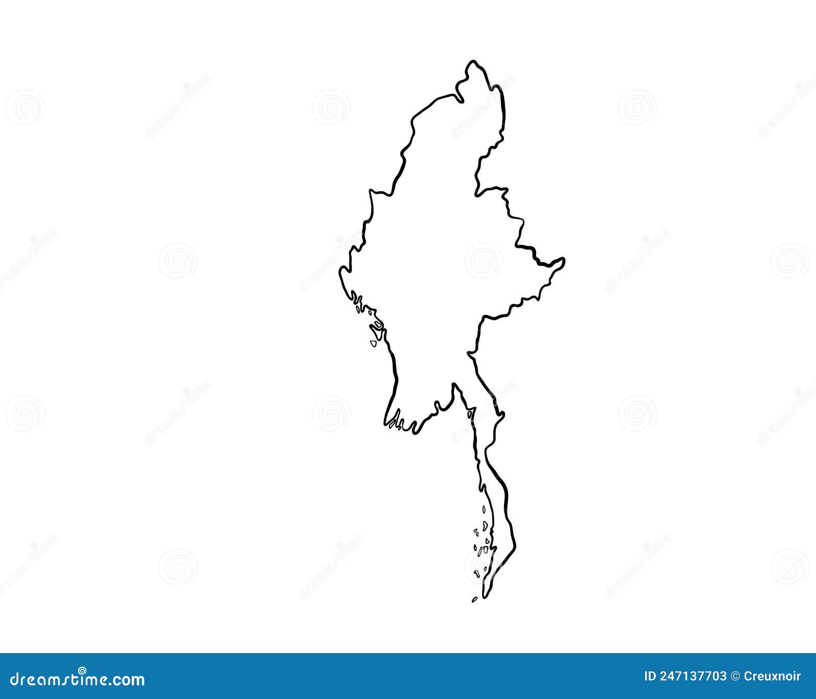 Myanmar - Hand-Drawn Map Lllustration Stock Illustration - Illustration ...
