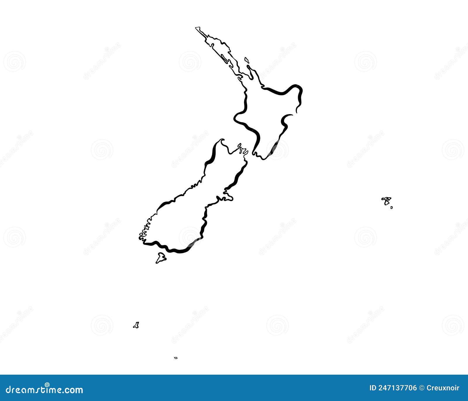 New Zealand - Hand-Drawn Map Lllustration Stock Illustration ...