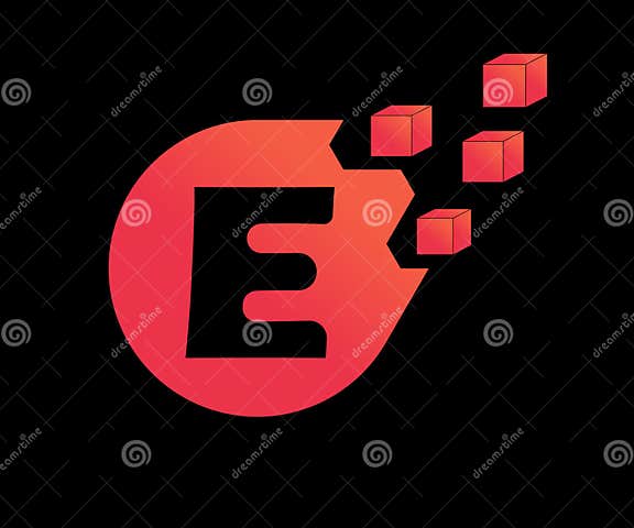 E Letter in a Circle and the Circle Destroyed As a 3d Cubes Stock ...