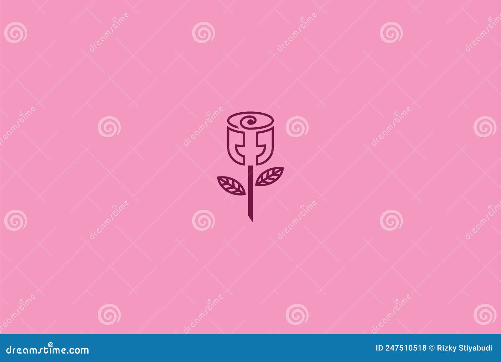 Rose Chat Logo Template Design with Outline Style Use Dark Pink Color ...