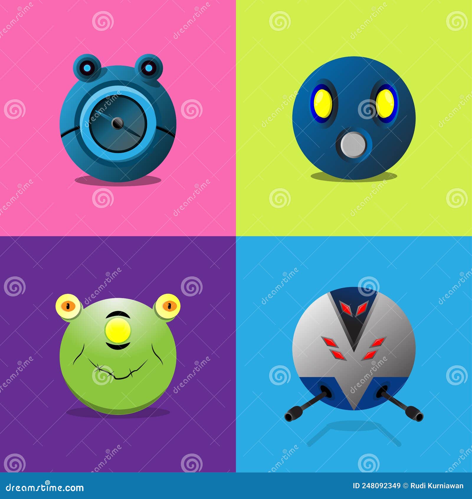Ball Monster Character Vector Illustration with Unque Shape Stock ...