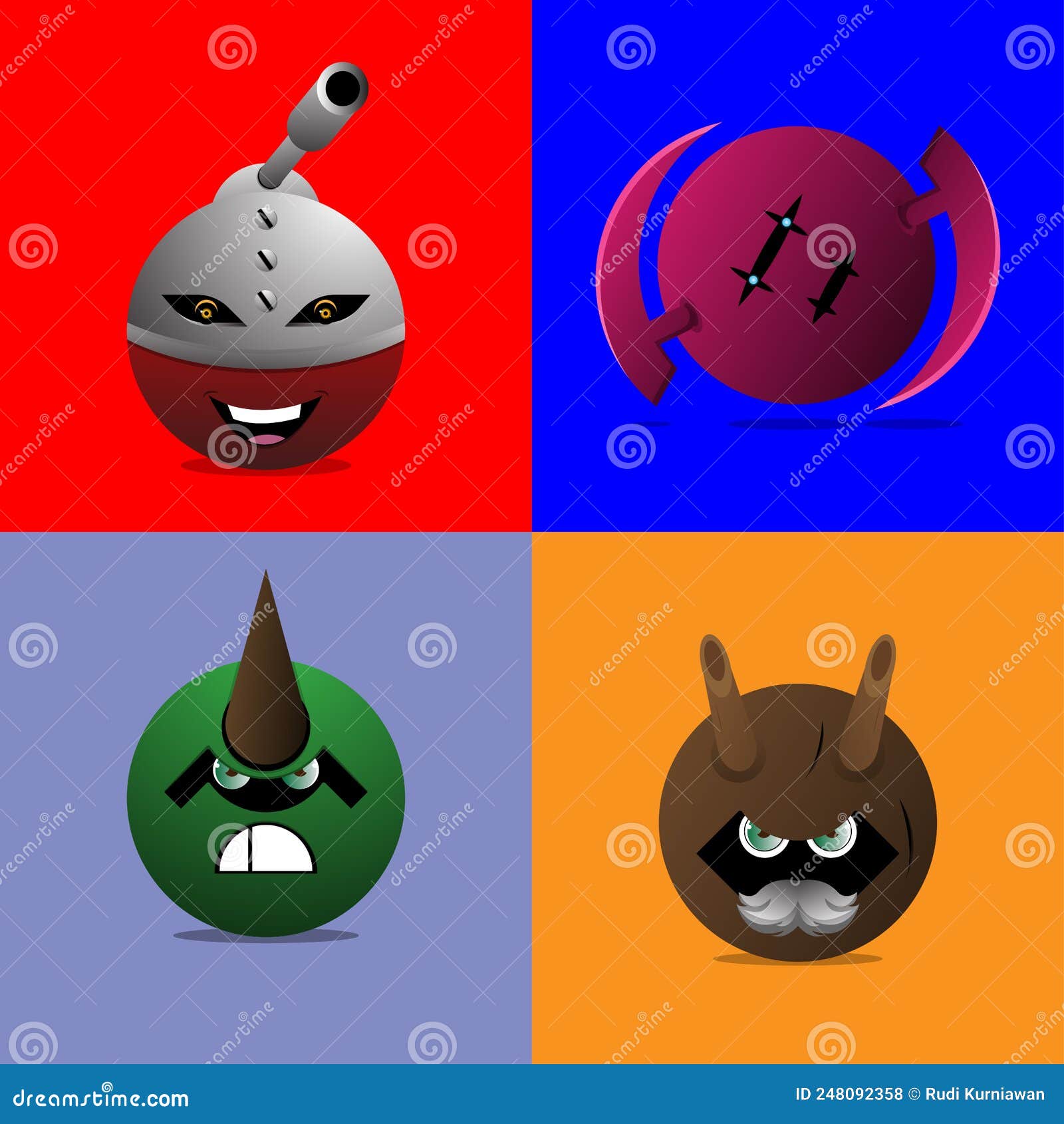 Ball Monster Character Vector Illustration with Unque Shape Stock ...