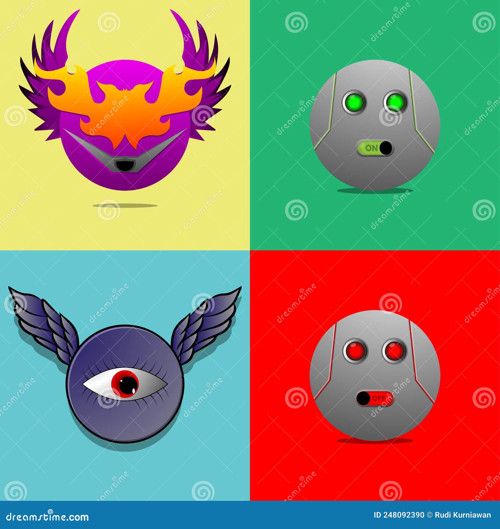 Ball Monster Character Vector Illustration with Unque Shape Stock ...