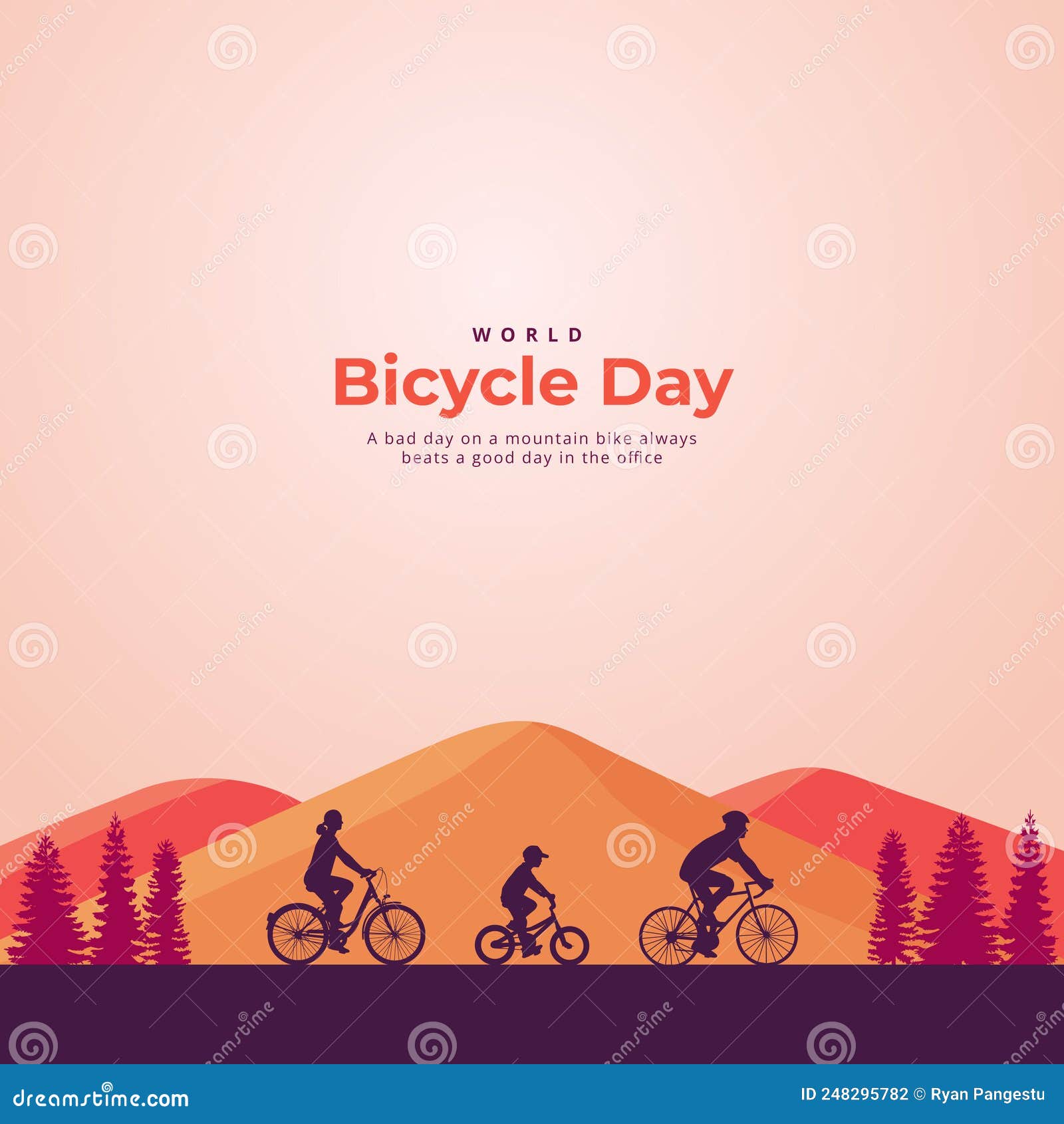 World Bicycle Day 3rd June stock illustration. Illustration of natural ...