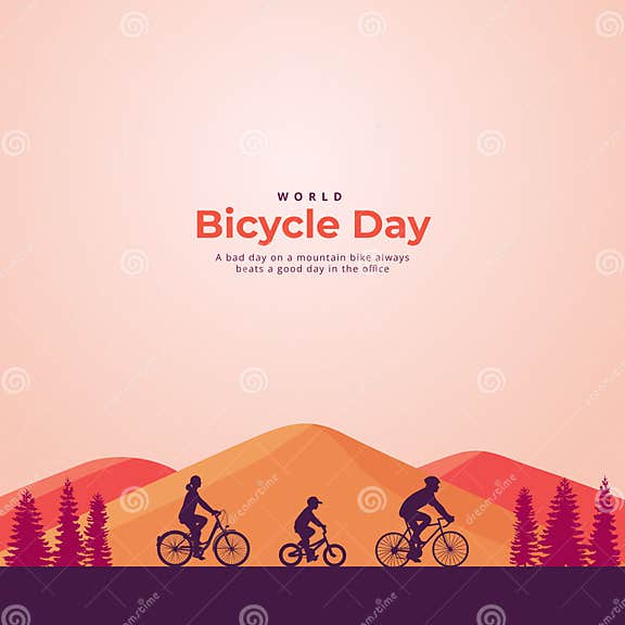 World Bicycle Day 3rd June stock illustration. Illustration of natural ...