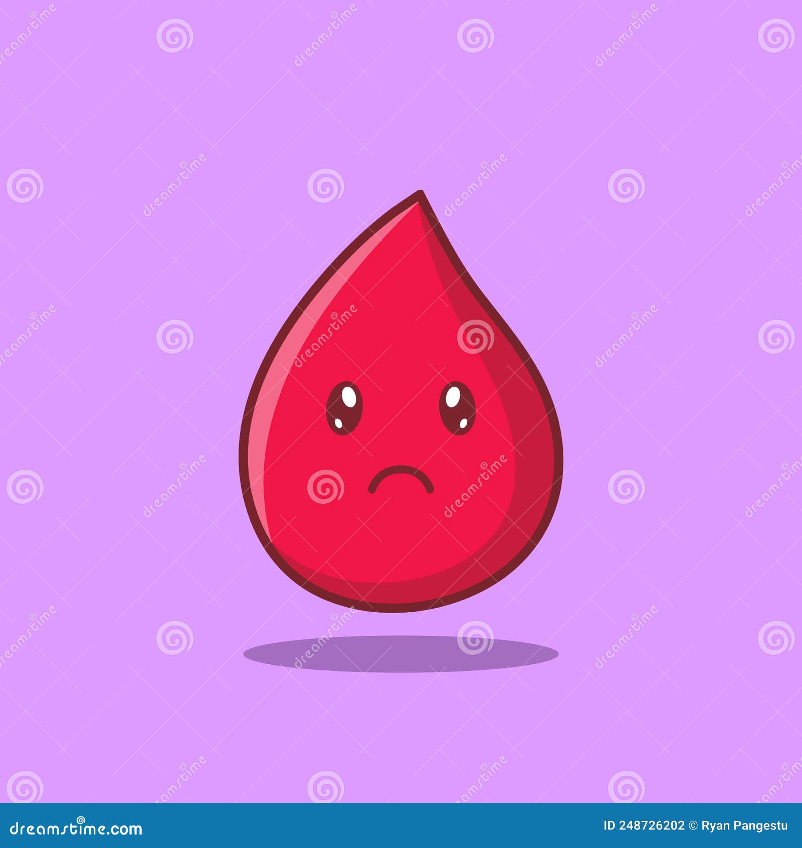 Cute Sad Blood Drop Character Stock Vector - Illustration of heart ...