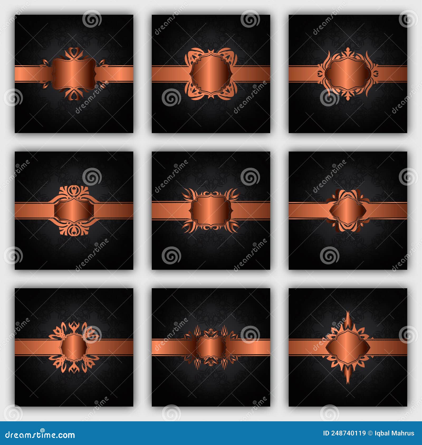 Bronze Ribbon Set for Luxurious Decoration and Paper Stock Illustration ...