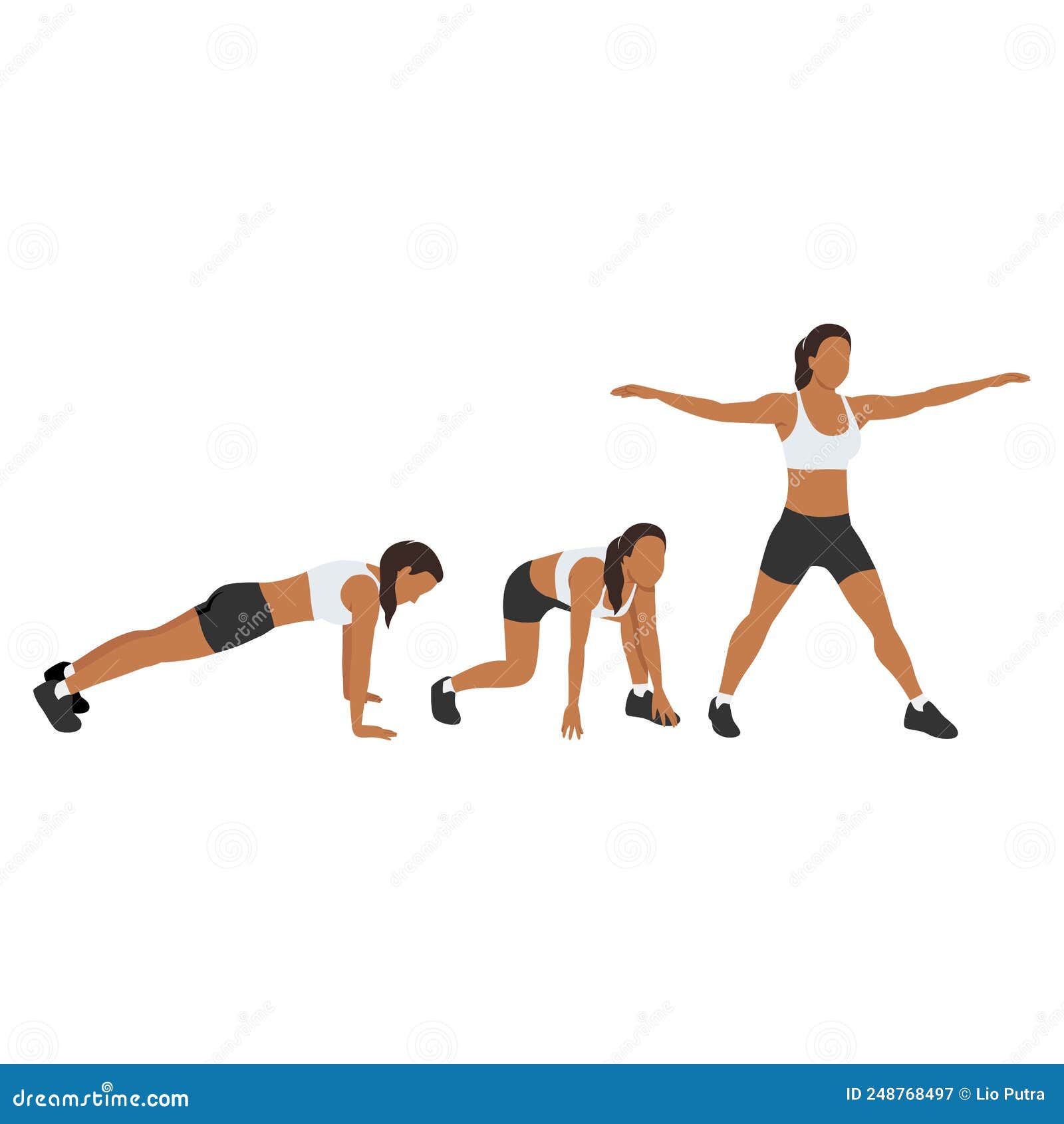 Burpees Exercise Outline Cartoon Vector | CartoonDealer.com #146687681