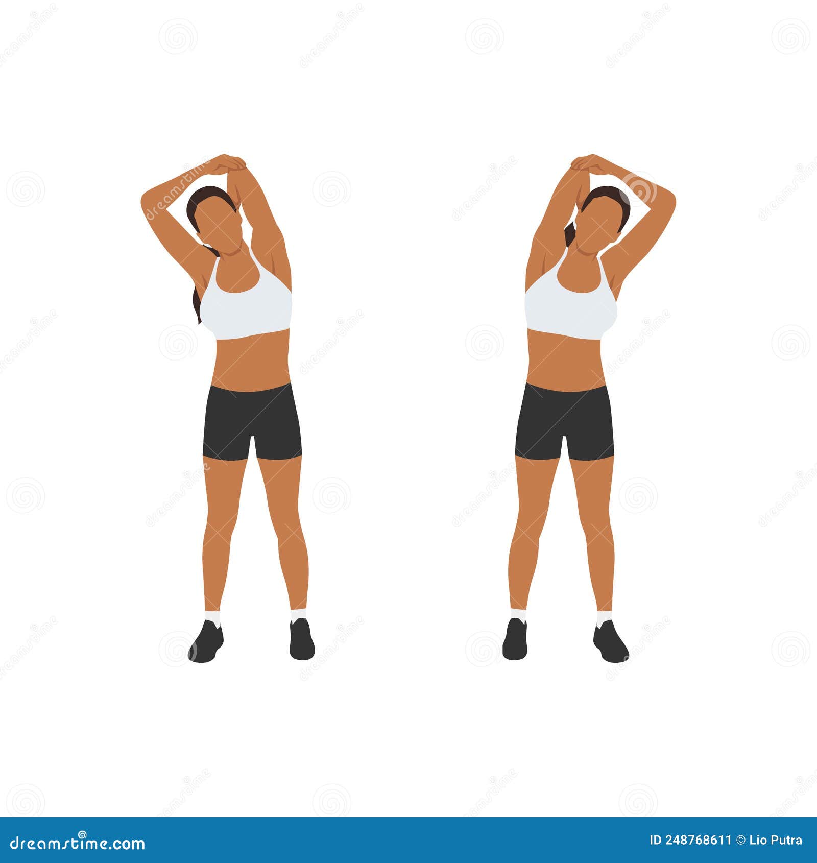 Woman Doing Triceps Stretch Exercise Flat Vector Stock Illustration ...