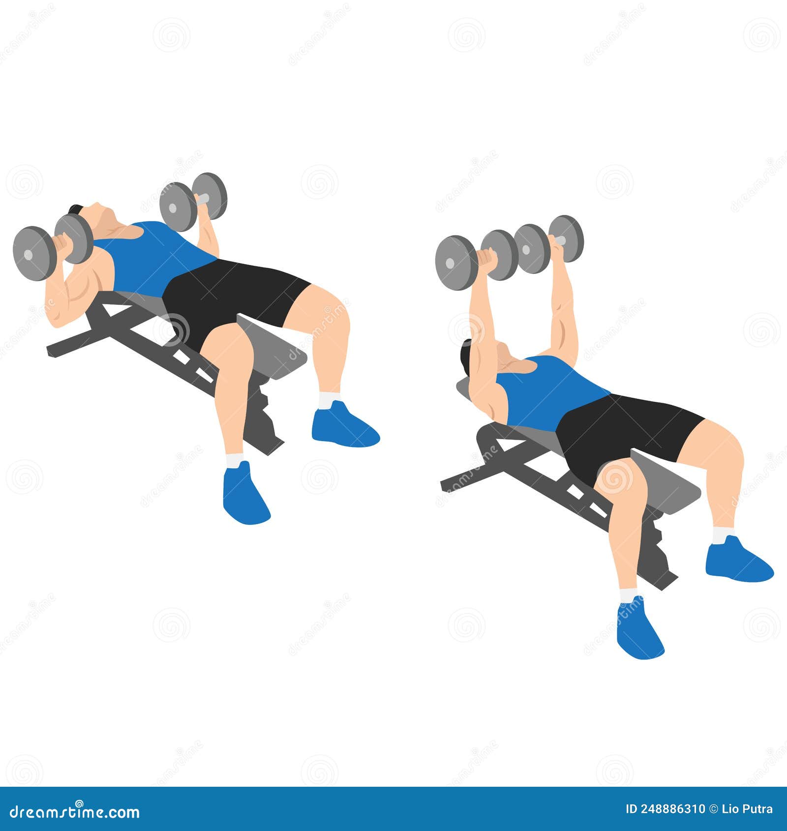 Man Doing Dumbbell Shrugs Front View Exercise. Flat Vector Stock ... Man Doing Dumbbell Shrugs Front View Exercise. Flat Vector Stock ...