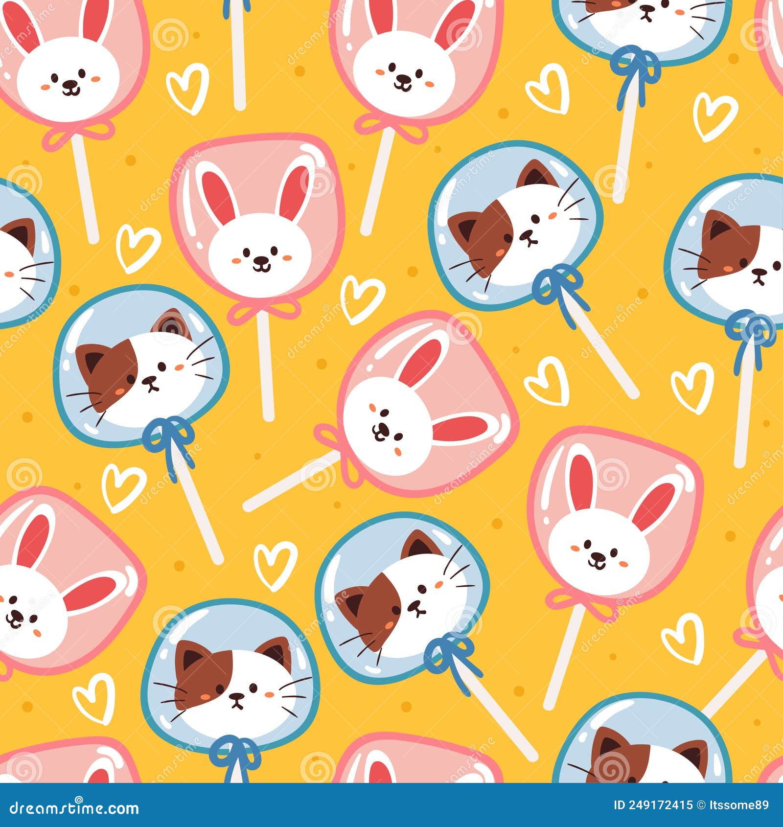 Seamless Pattern Cute Cartoon Animal Candy for Kids Wallpaper, Textile ...