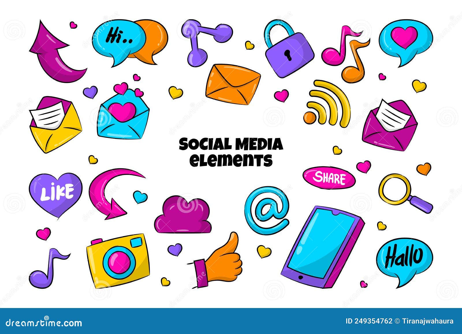 Social Media Elements Collections with Colorful Style Stock Vector ...