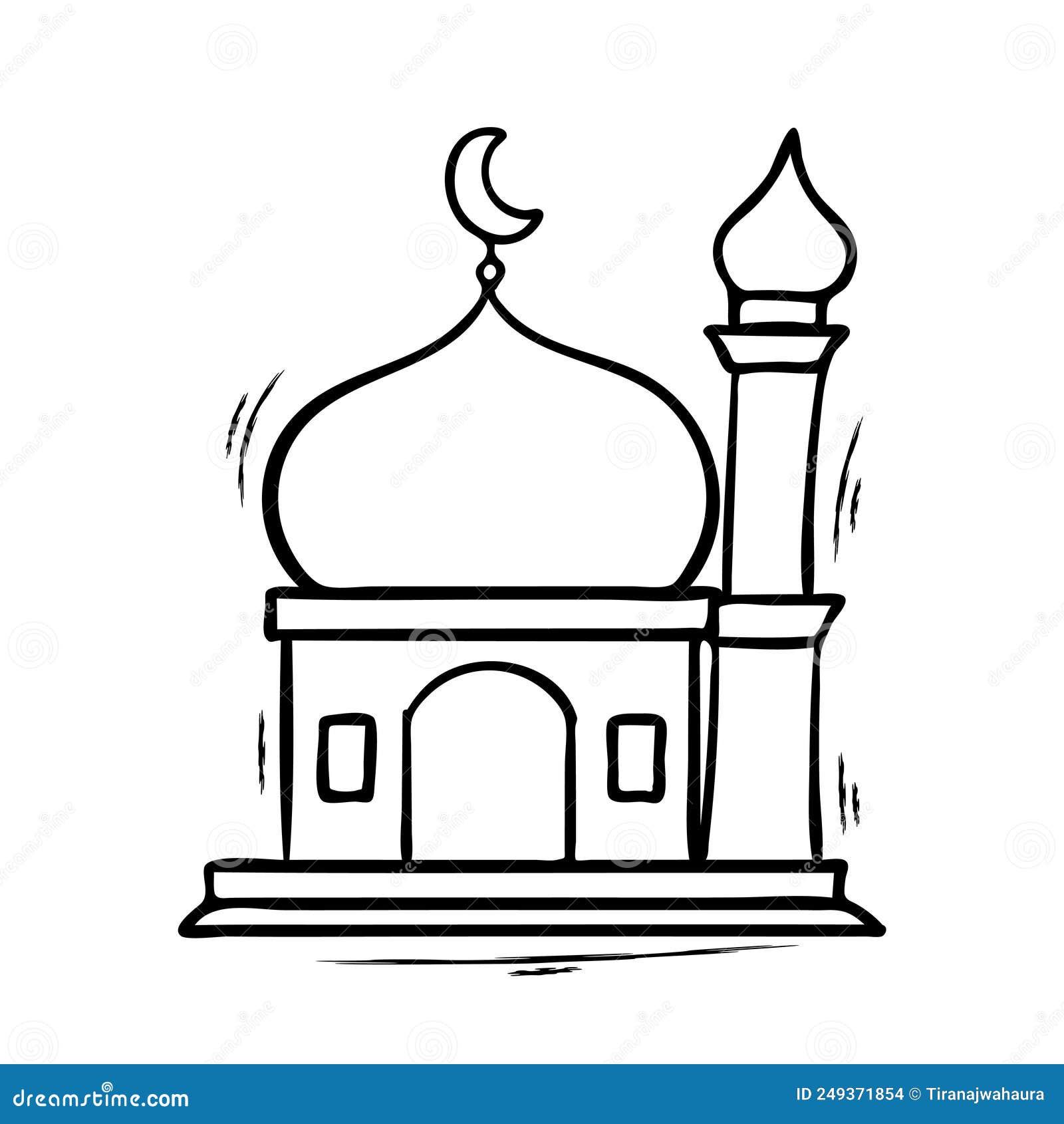 Simple Mosque Or Mushola Logo Icon, Line Art Illustration ...