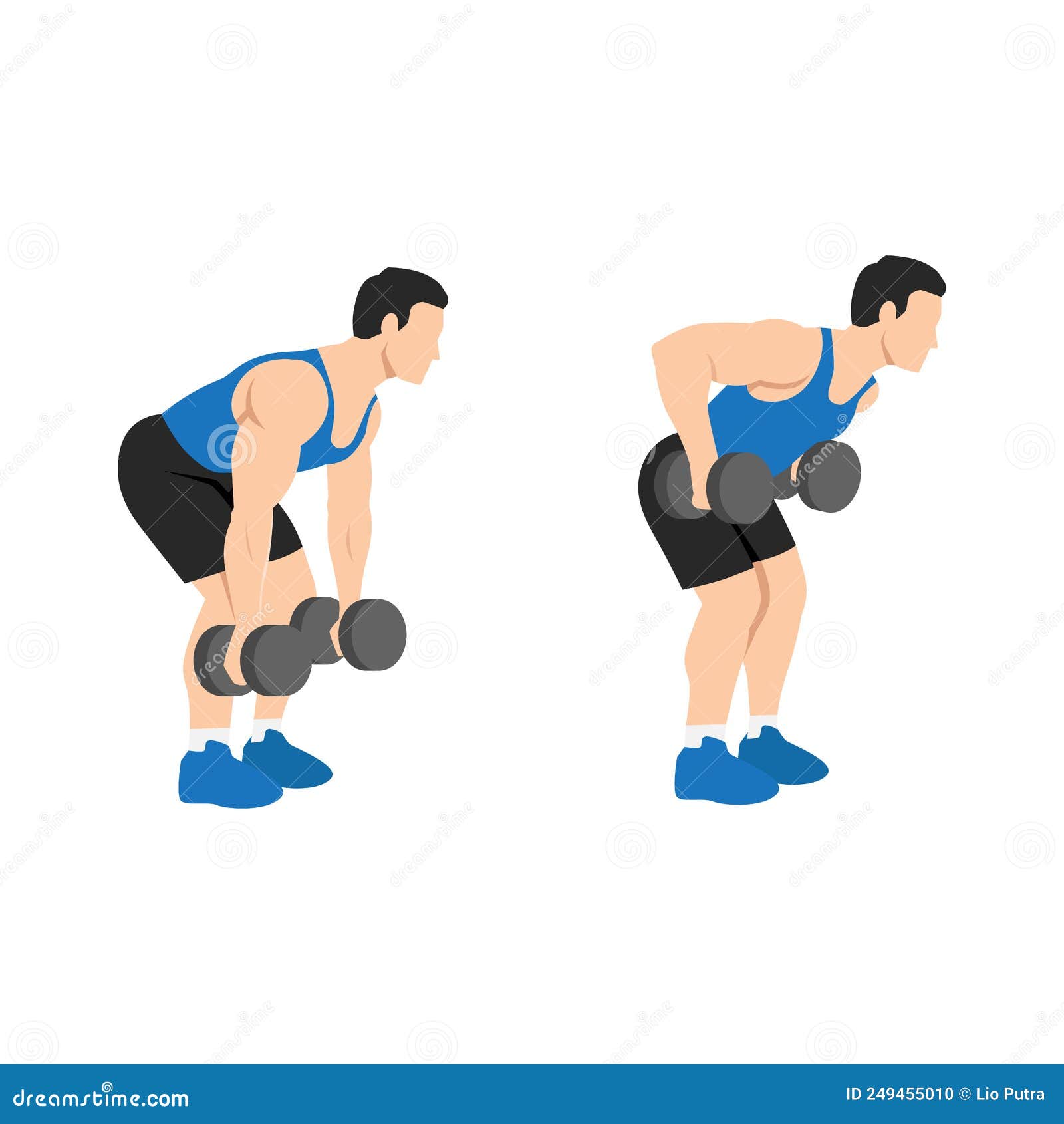 Man Doing Dumbbell Bent Over Rows Exercise Royalty-Free Illustration ...