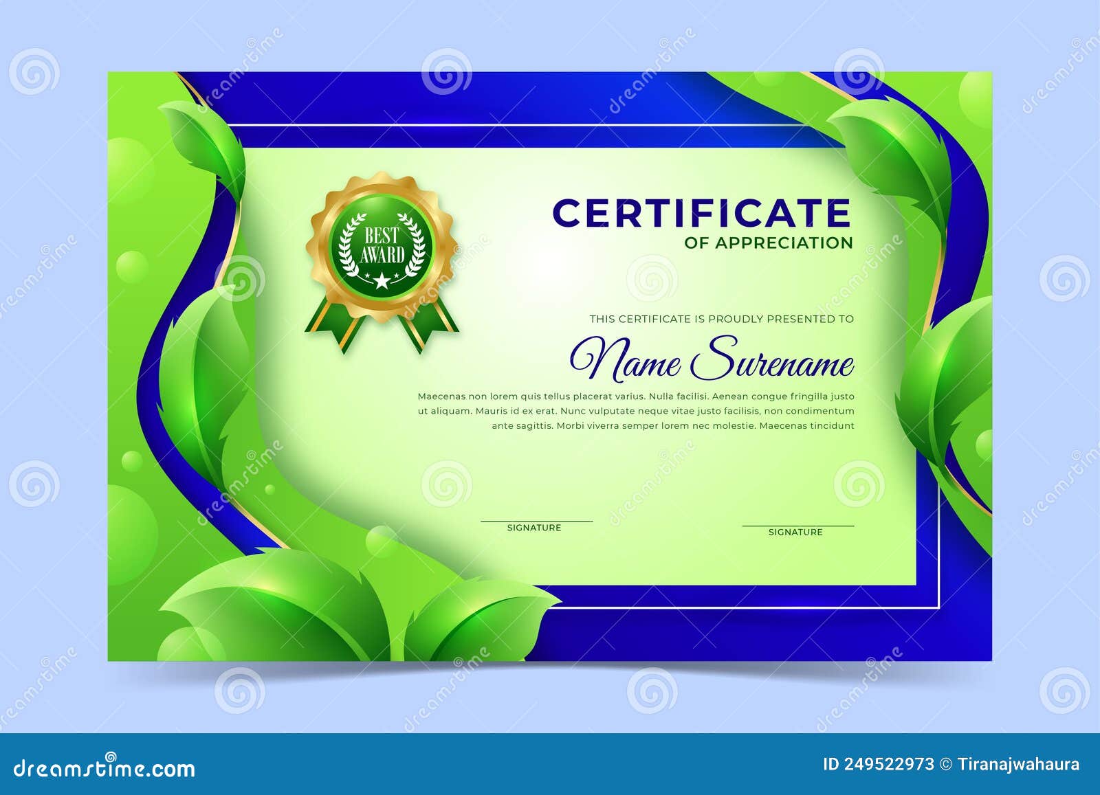 Elegant Environmental Certificate Template Design Stock Vector ...