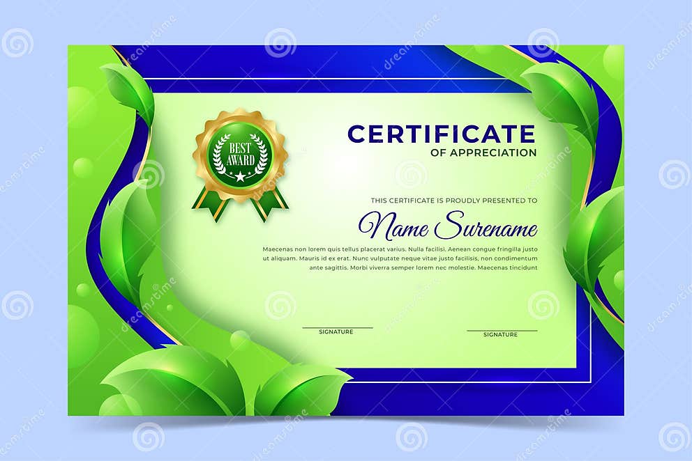 Elegant Environmental Certificate Template Design Stock Vector ...