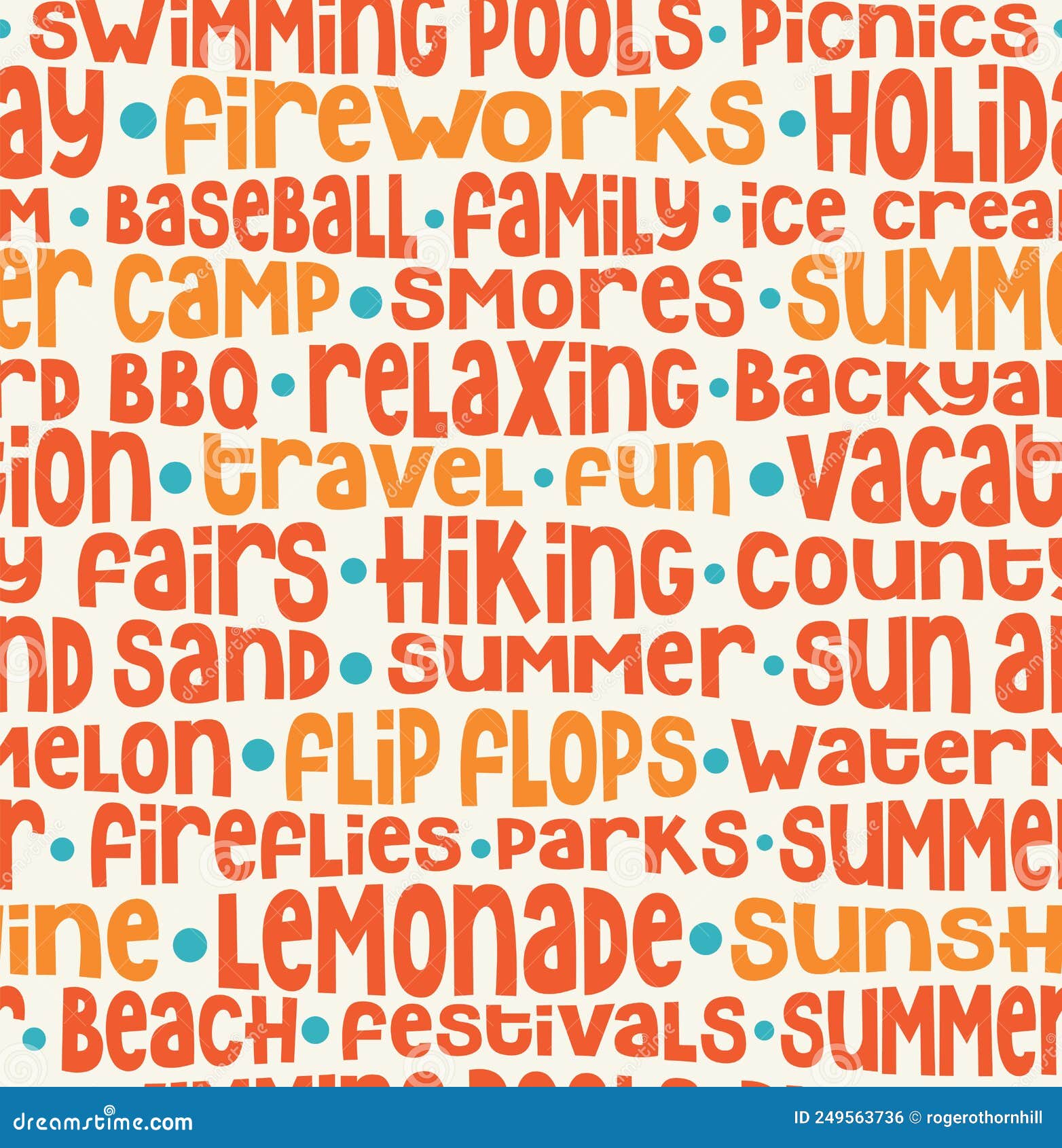 Seamless Pattern of Summer Words. Summer Theme Typography Design. Stock ...