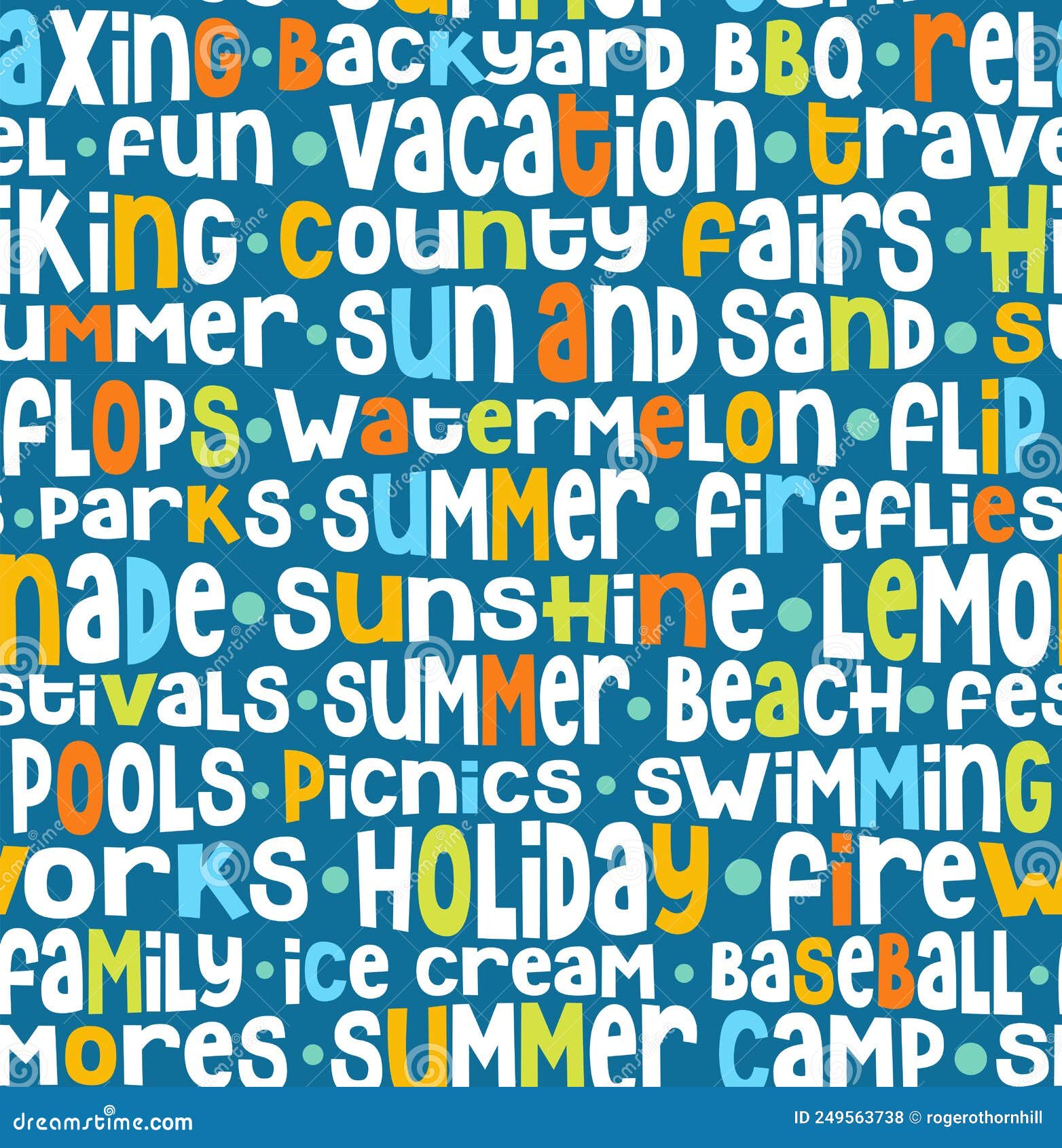 Seamless Pattern of Summer Words. Summer Theme Typography Design. Stock ...