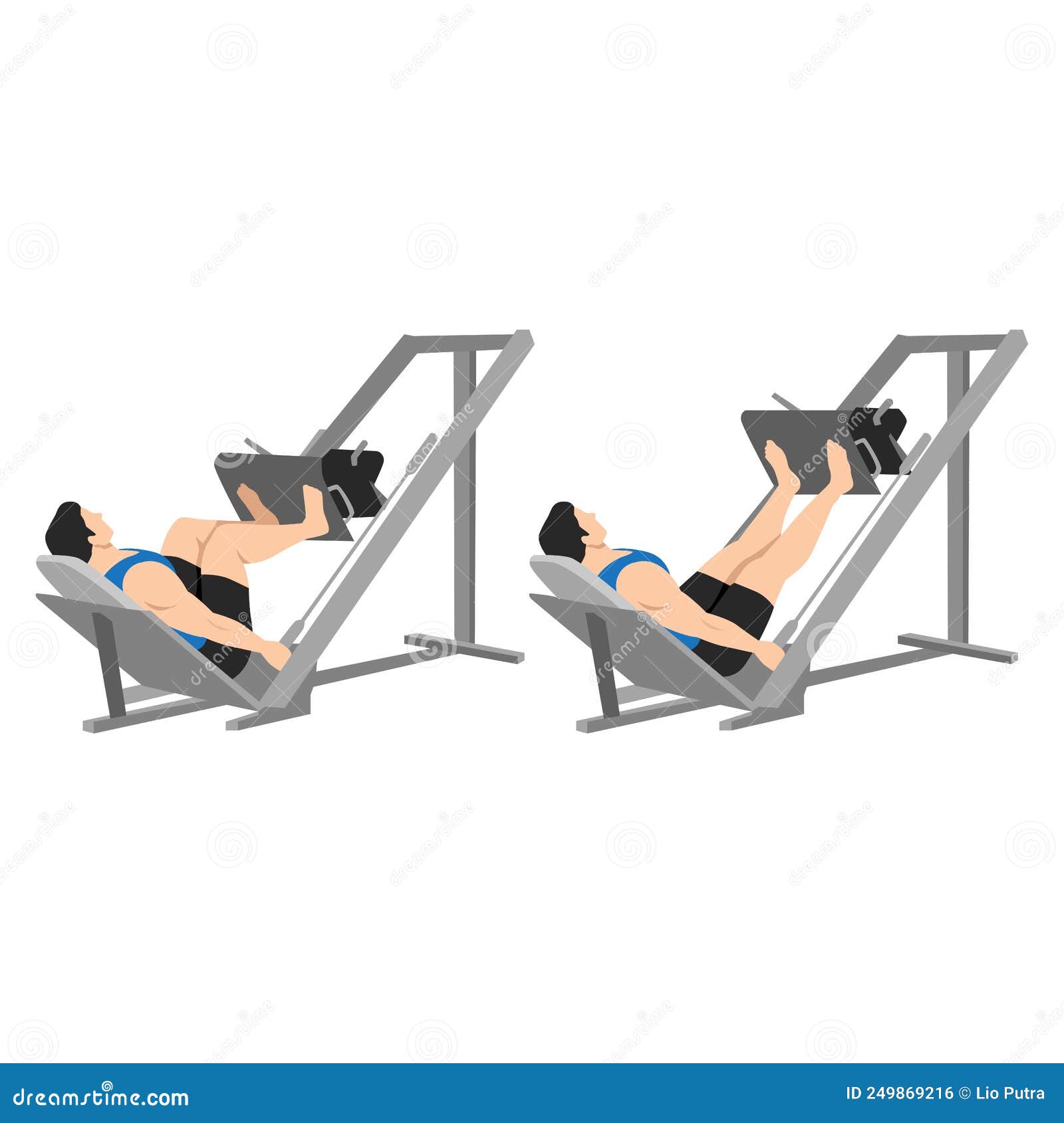 Man Doing Leg Press Exercise On Machine. Vector Illustration ...