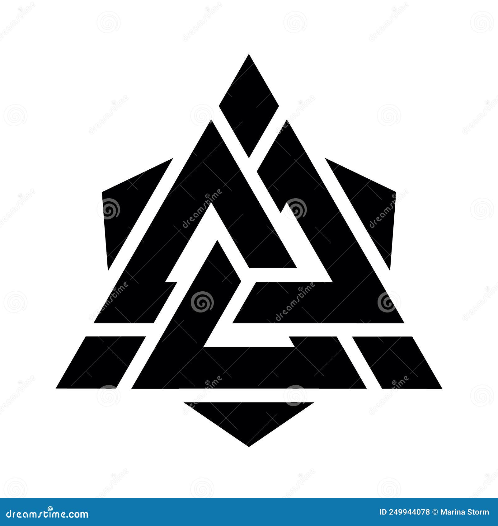 Valknut, Sign Of God Odin. Odins Sign Inscribed In The Sun With Rays ...