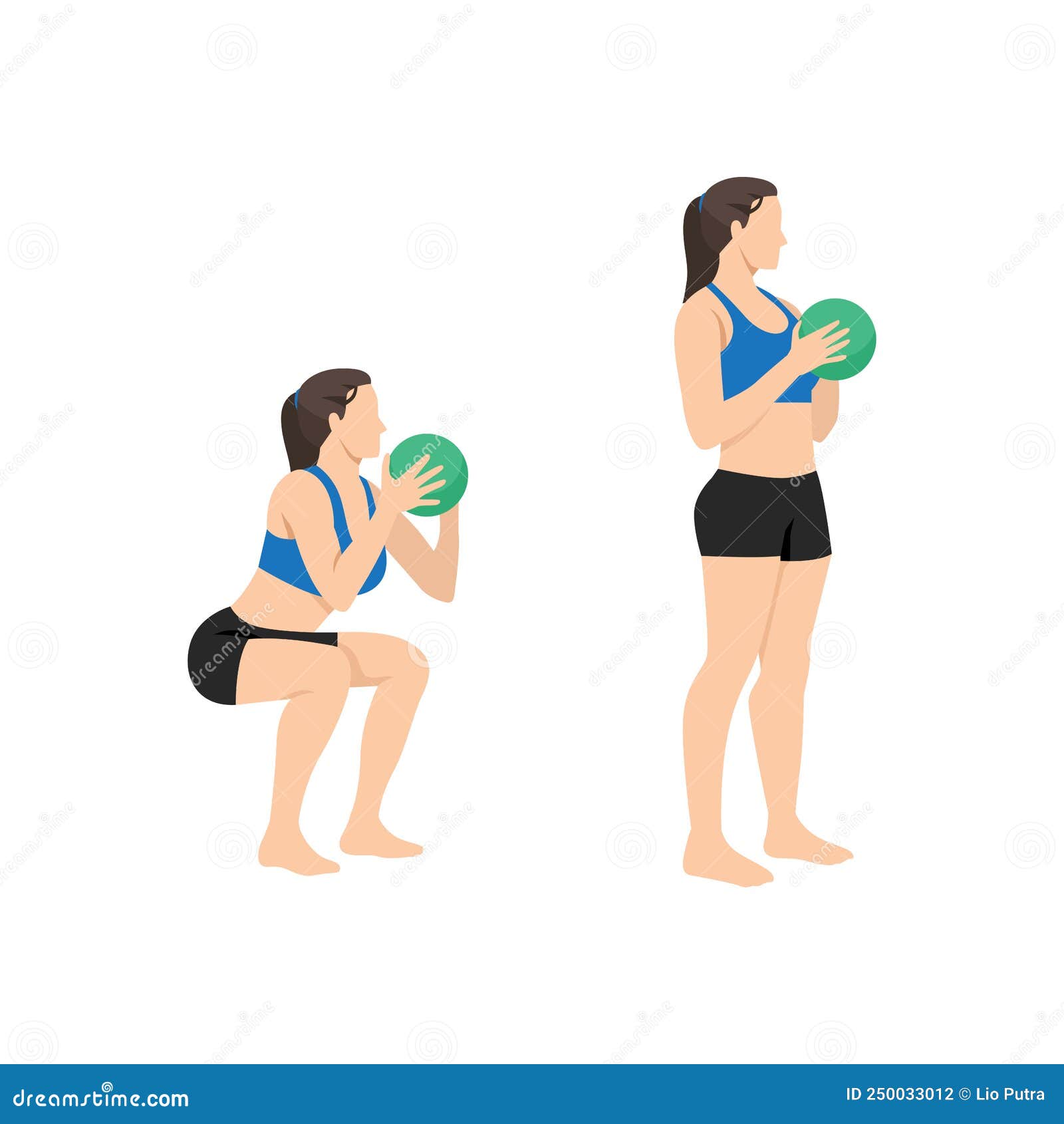 Man Doing Medicine Ball Toss Up Exercise. Start With A Squat Pose And ...