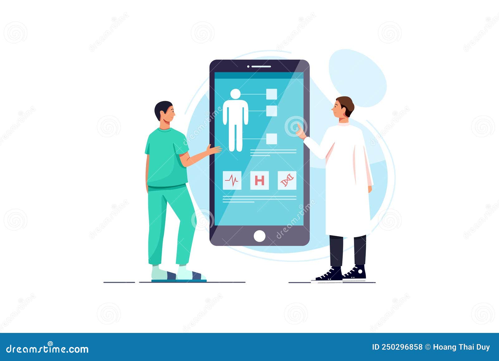 Doctors Examining a Patient Using a Medical App on a Smartphone, Online ...