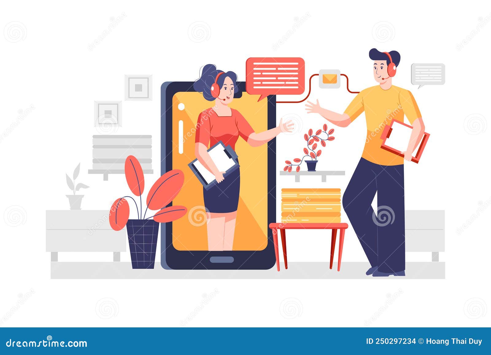 Quickly Approaching Customer through the Online Call Stock Vector ...