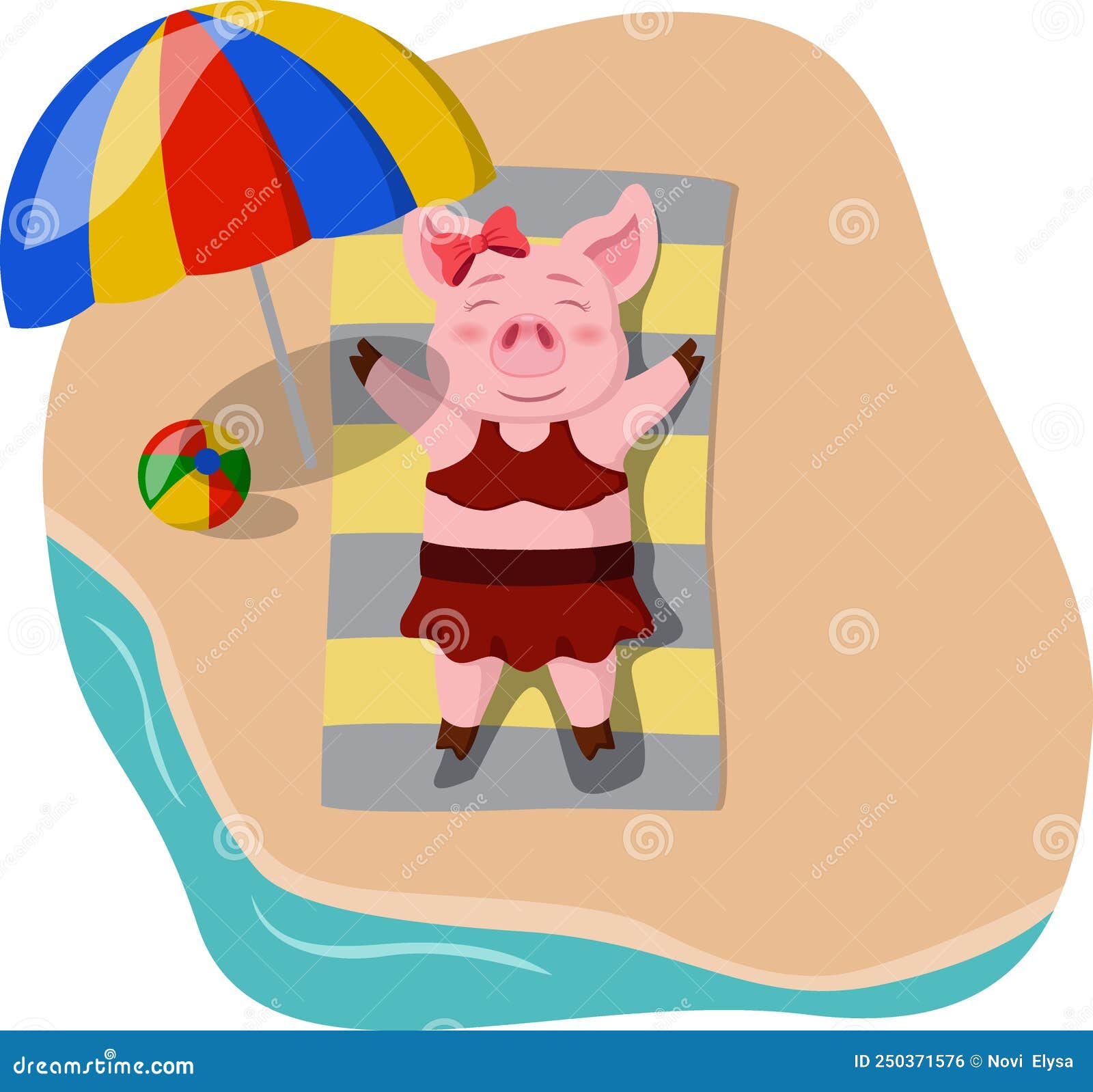 Cartoon Man Sunbathing And Dangerous Sun Rays Vector Illustration ...