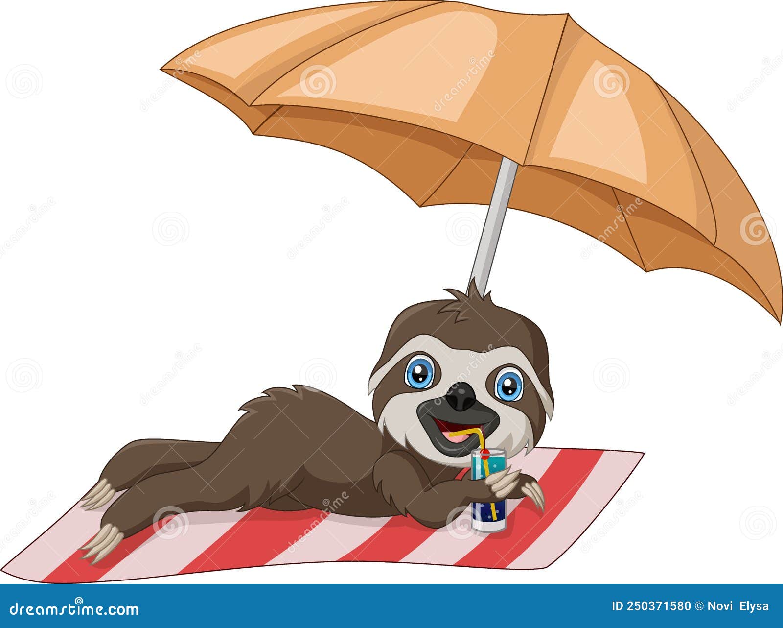 Cute Sloth Sunbathing on Beach Towel Stock Vector - Illustration of ...